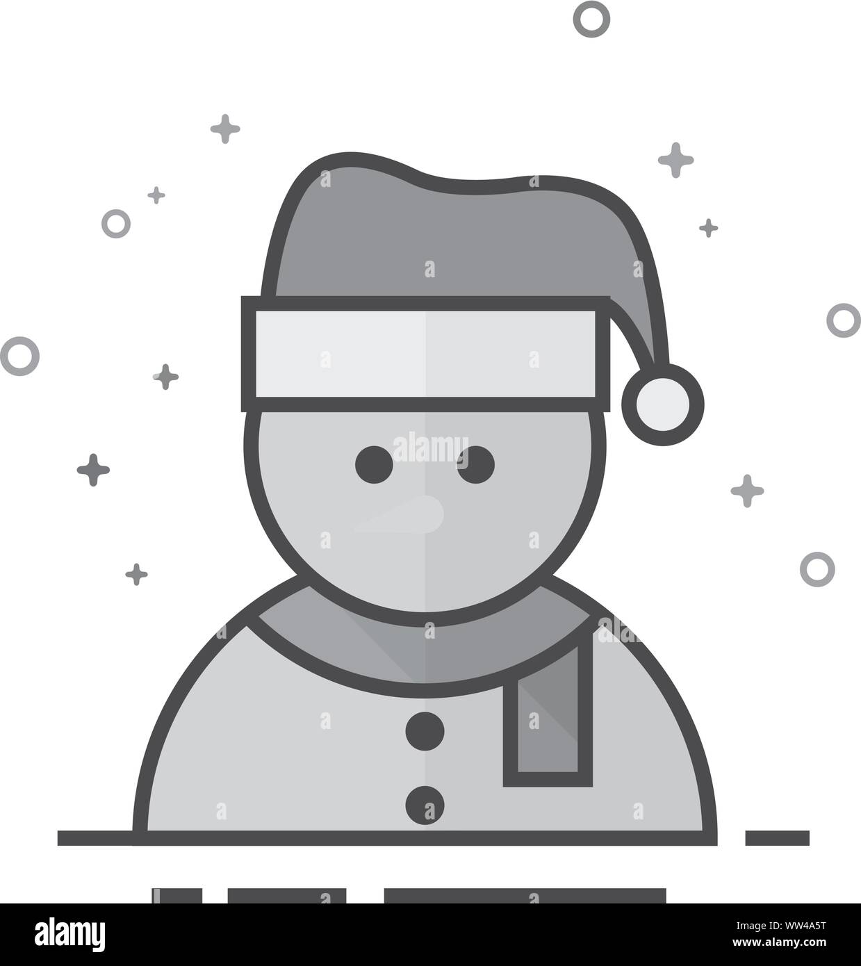 Snowman icon in flat outlined grayscale style. Vector illustration ...