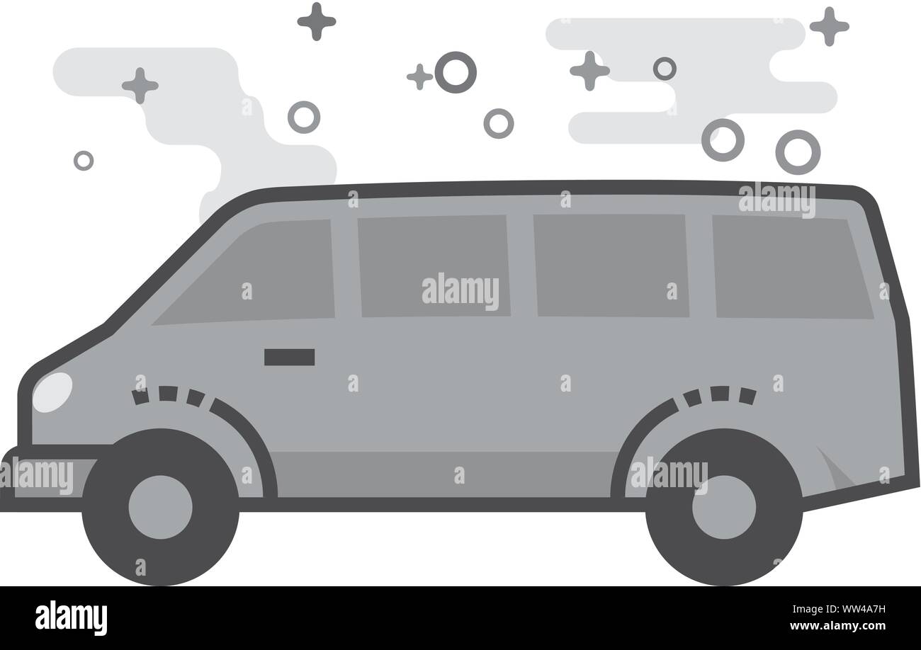 Car icon in flat outlined grayscale style. Vector illustration Stock ...