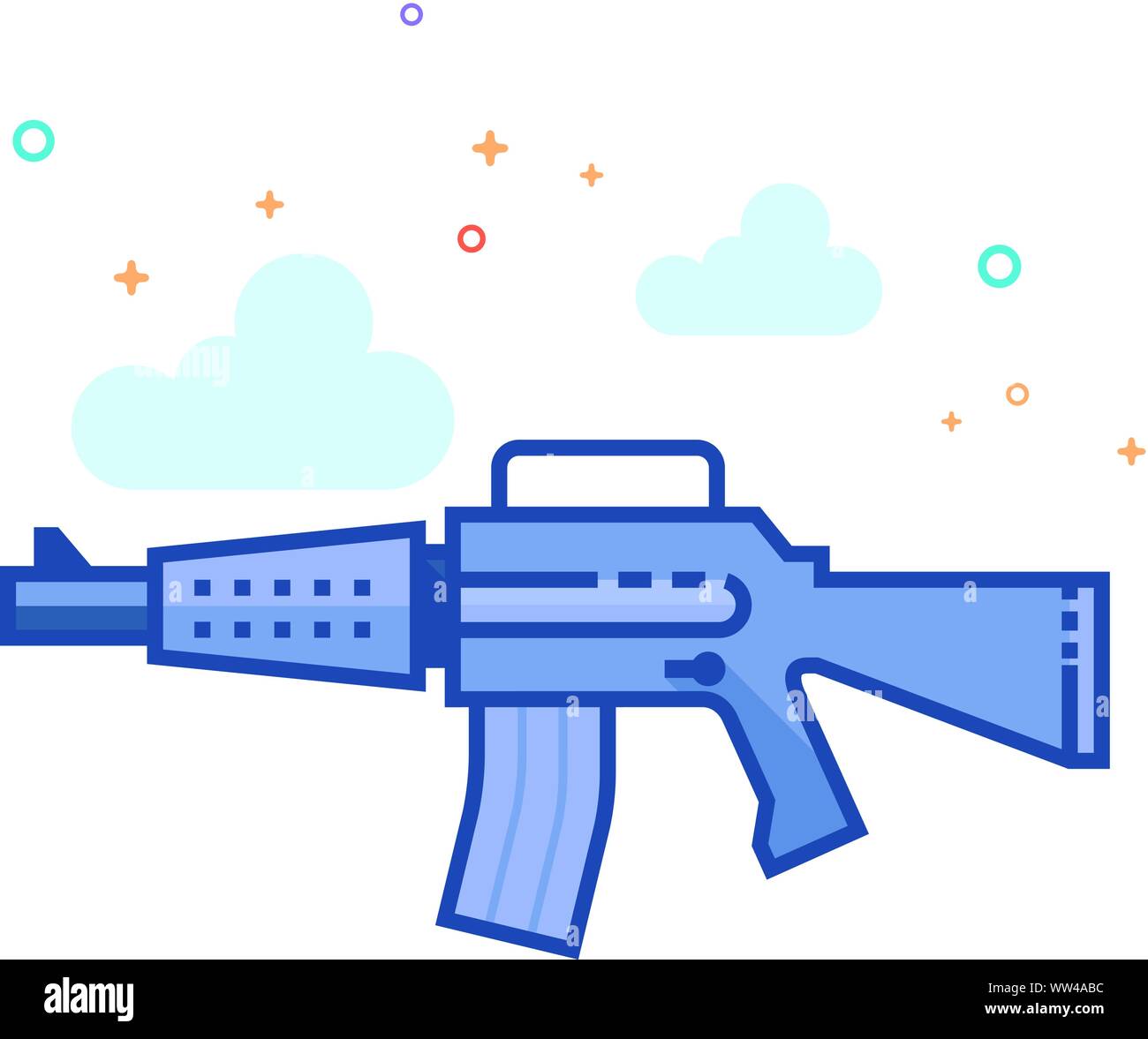 Assault riffle icon in outlined flat color style. Vector illustration ...