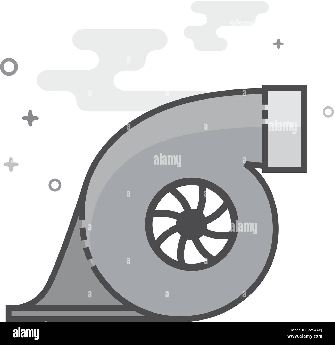Turbo charger icon in flat outlined grayscale style. Vector ...
