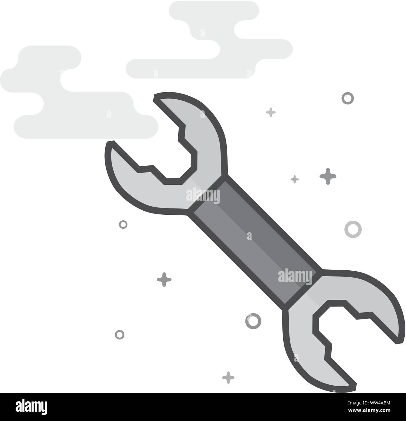 Bicycle wrench icon in flat outlined grayscale style. Vector ...