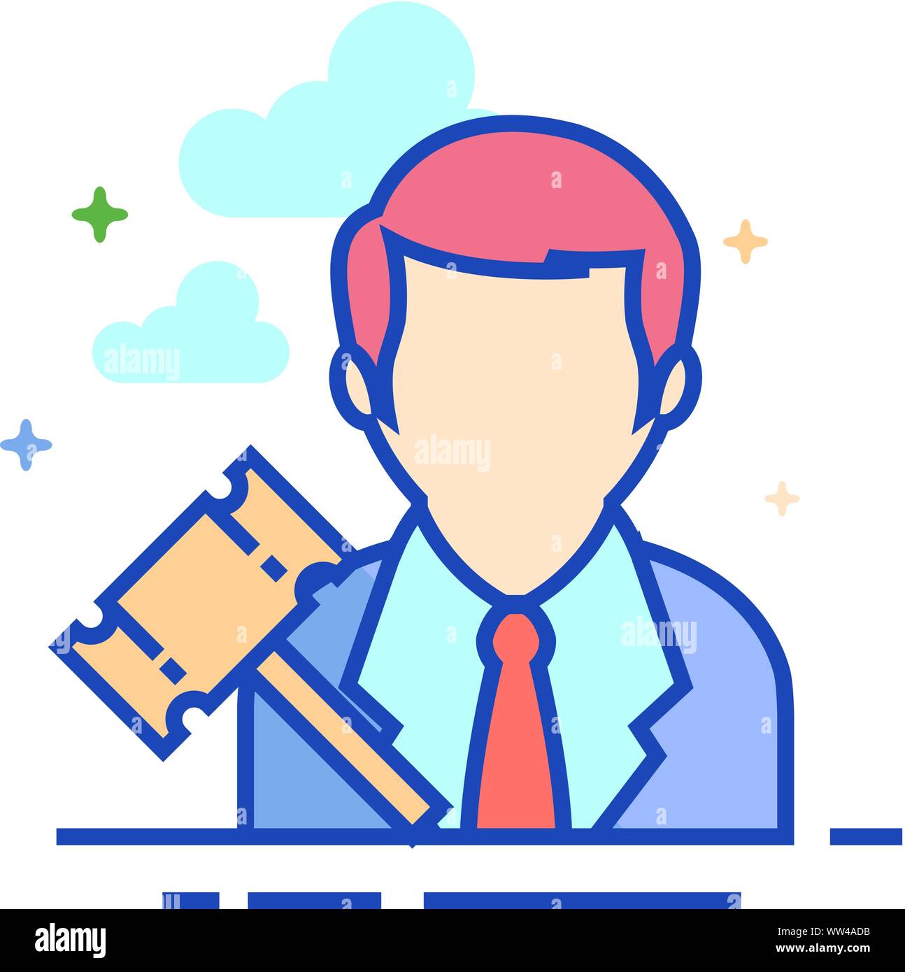 Auctioneer icon in outlined flat color style. Vector illustration Stock ...