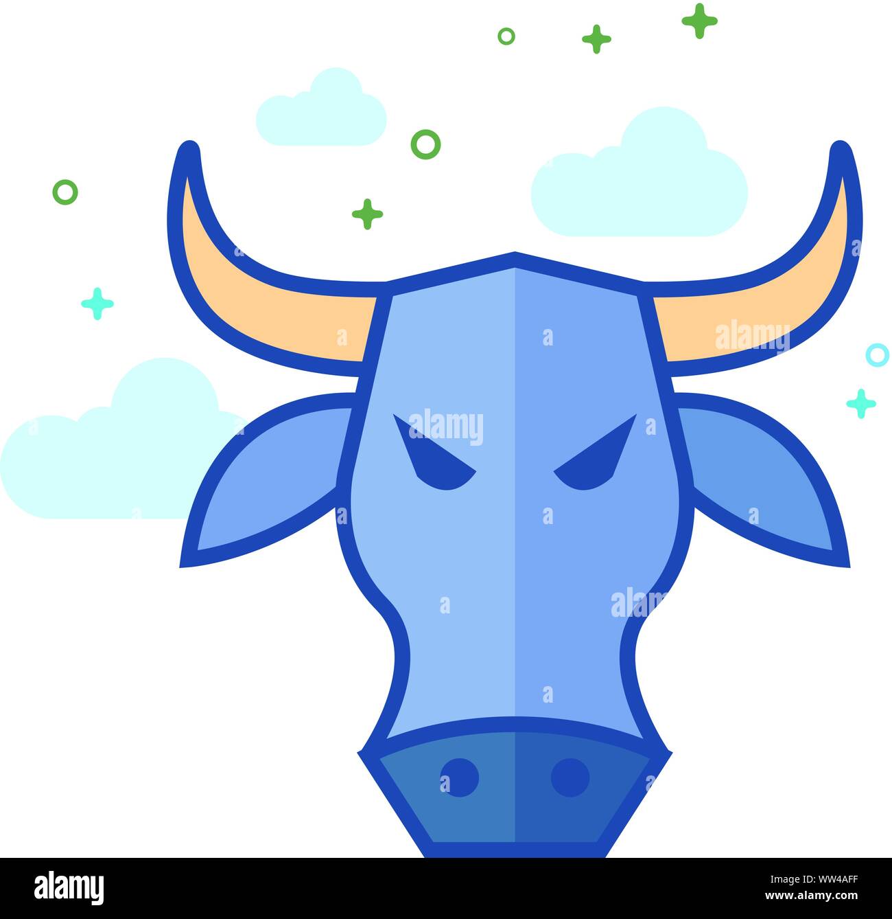 Bullish icon in outlined flat color style. Vector illustration Stock ...