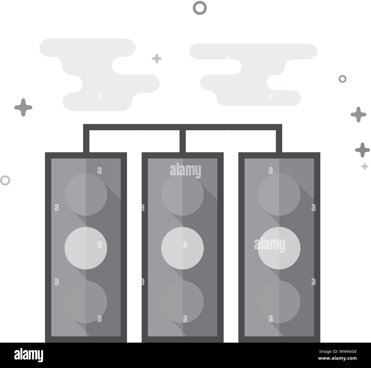 Red light sign icon in flat outlined grayscale style. Vector ...