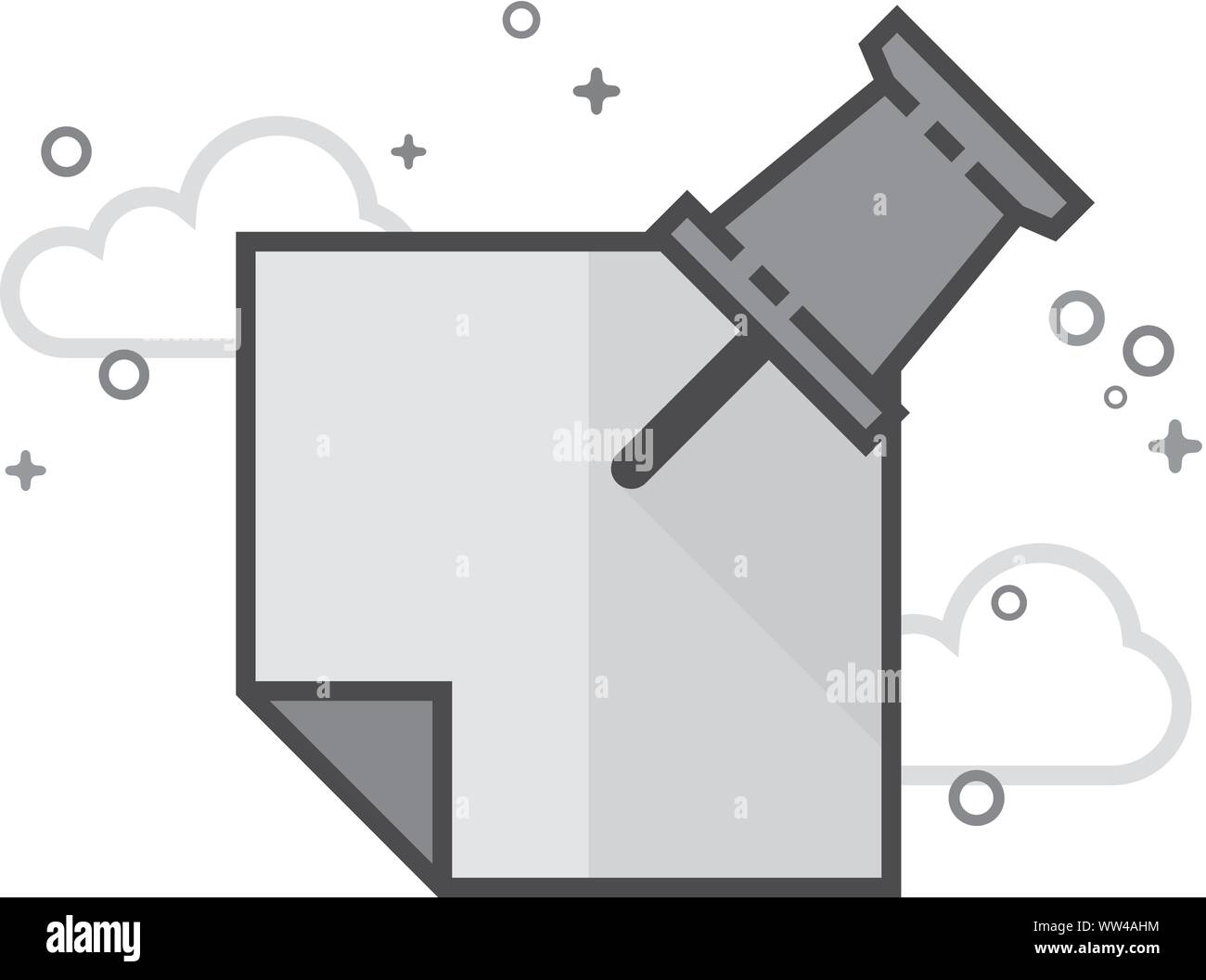 Sticky note icon in flat outlined grayscale style. Vector illustration ...
