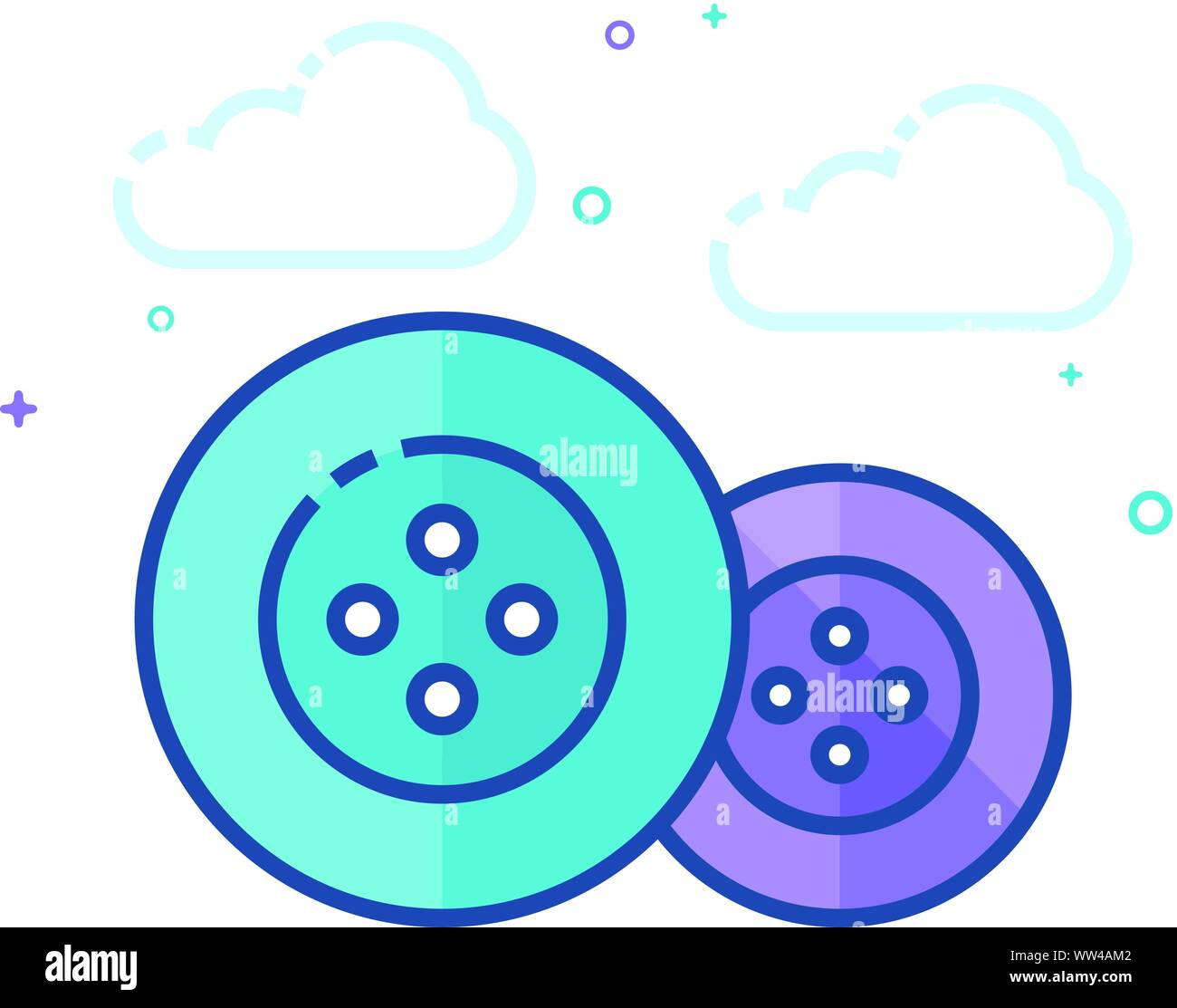 Button icon in outlined flat color style. Vector illustration Stock ...
