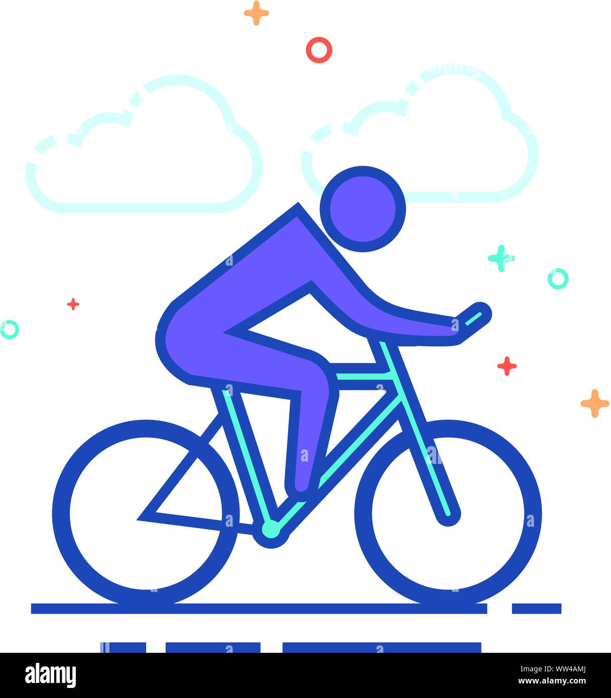 Cycling icon in outlined flat color style. Vector illustration Stock ...