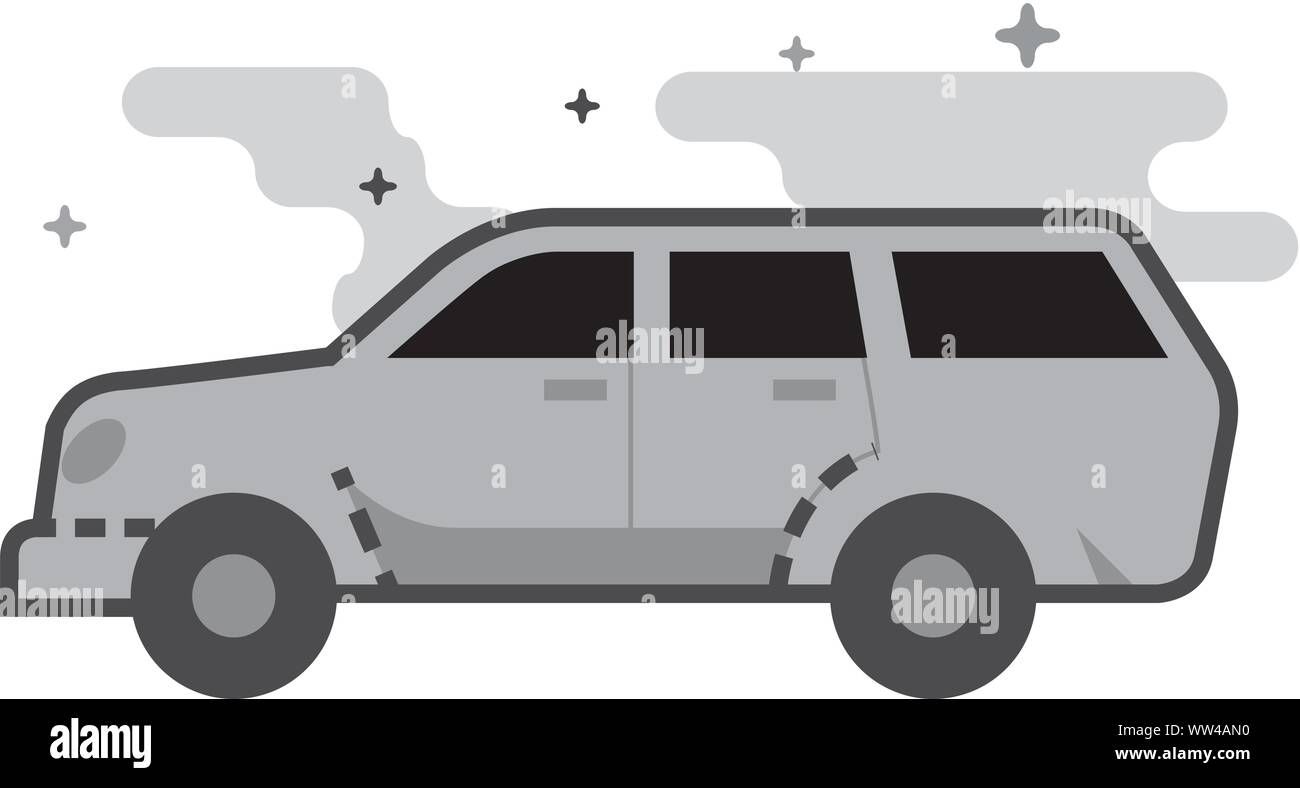 Car icon in flat outlined grayscale style. Vector illustration Stock ...