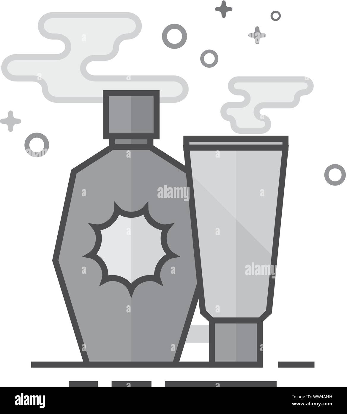 Tanning lotions icon in flat outlined grayscale style. Vector ...