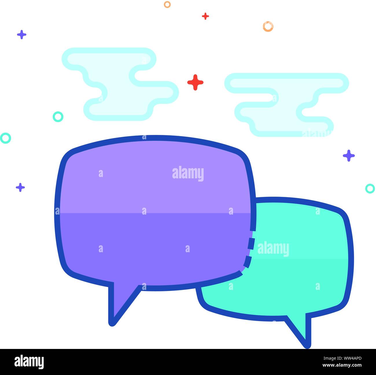 Chat sign icon in outlined flat color style. Vector illustration Stock ...
