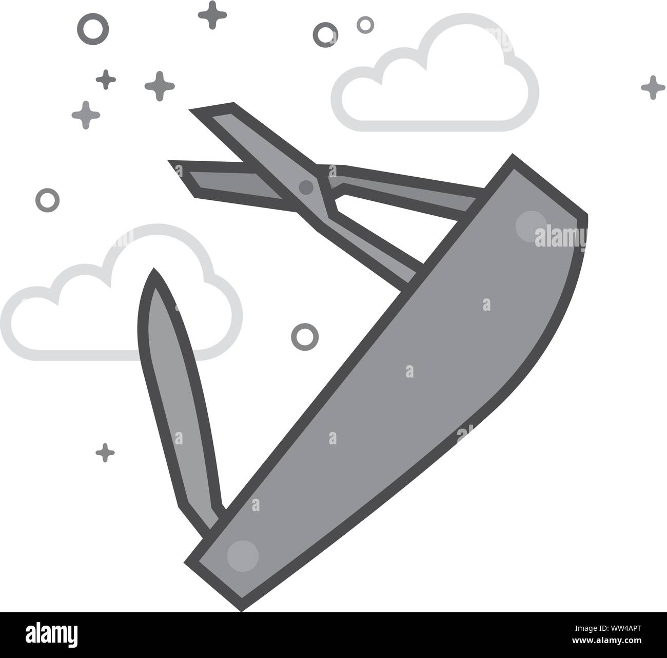 Multi tool icon in flat outlined grayscale style. Vector illustration ...