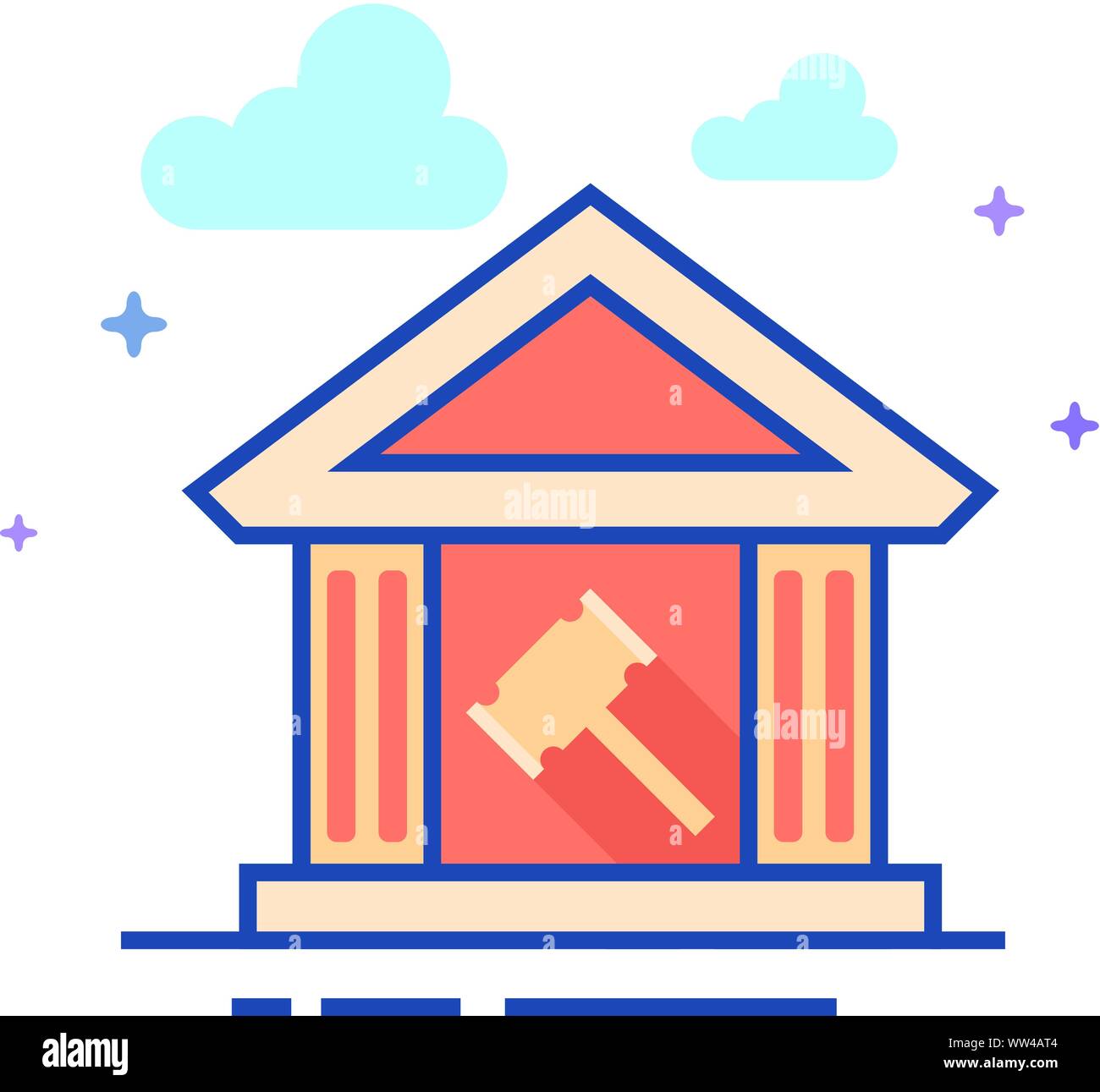 Auction house icon in outlined flat color style. Vector illustration ...