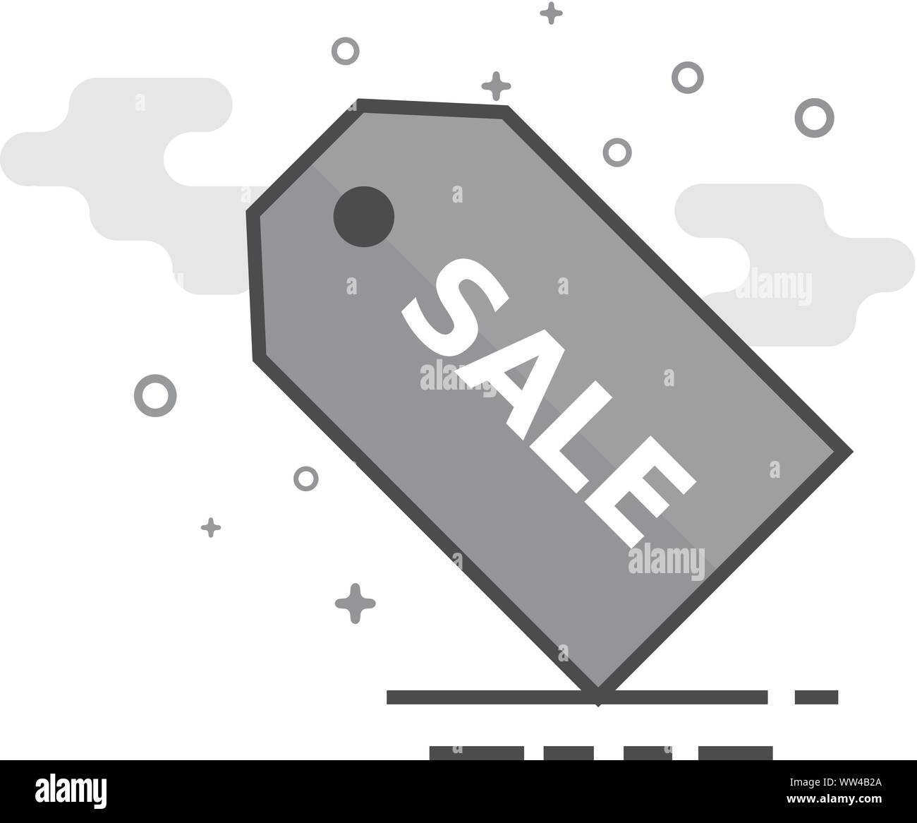 Sale tag icon in flat outlined grayscale style. Vector illustration ...