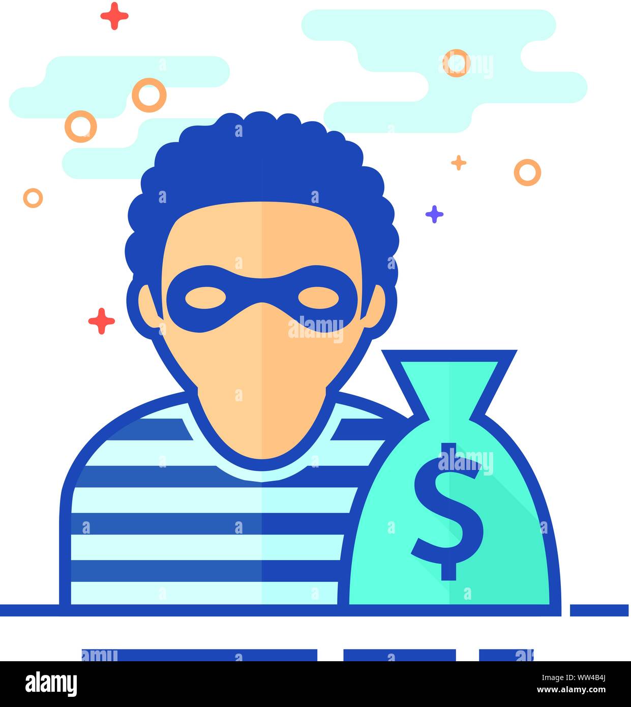 Burglar icon in outlined flat color style. Vector illustration Stock ...