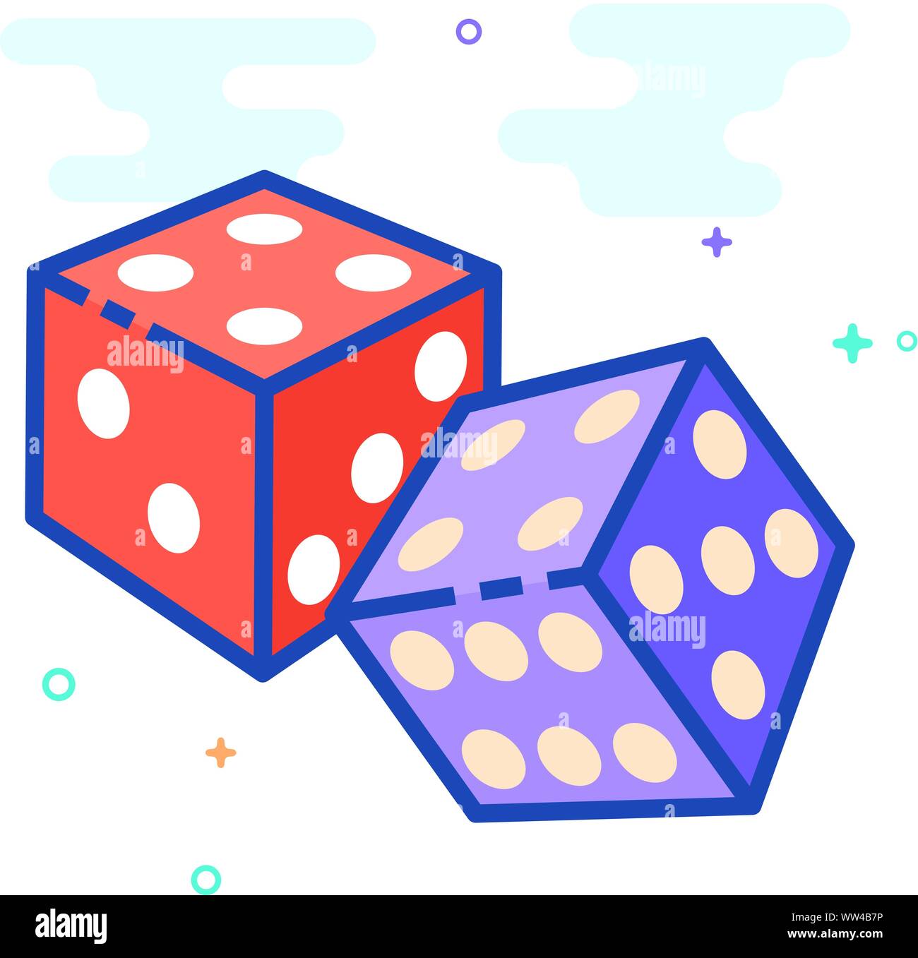 Dice icon in outlined flat color style. Vector illustration Stock ...