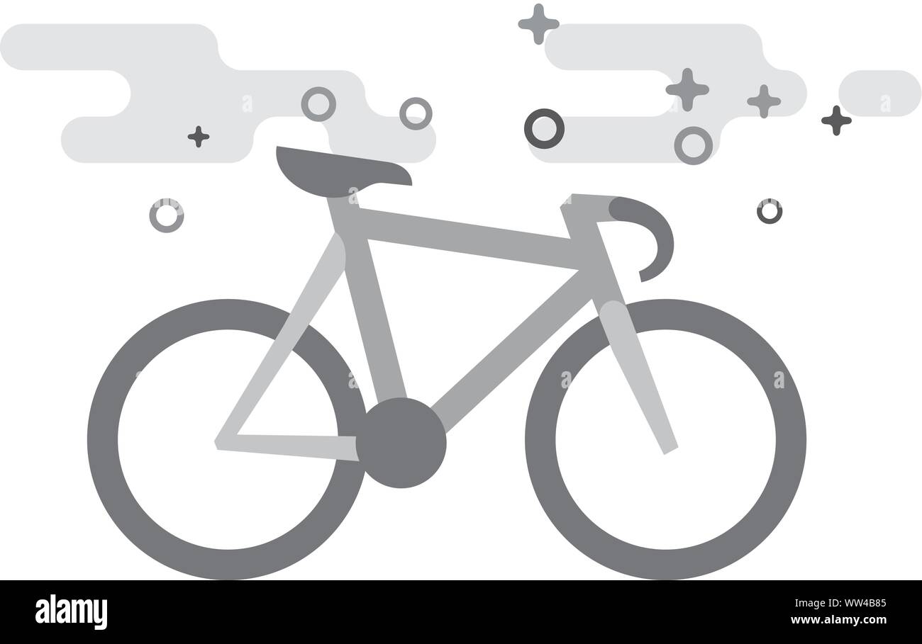 Track bike icon in flat outlined grayscale style. Vector illustration ...