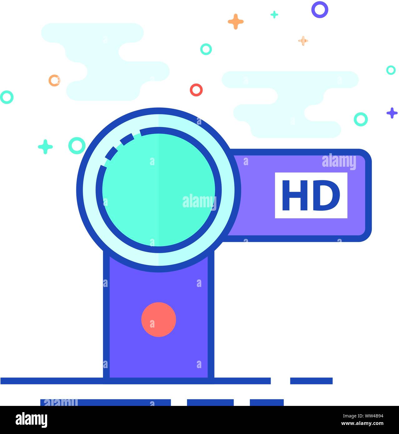 Camcorder icon in outlined flat color style. Vector illustration Stock ...