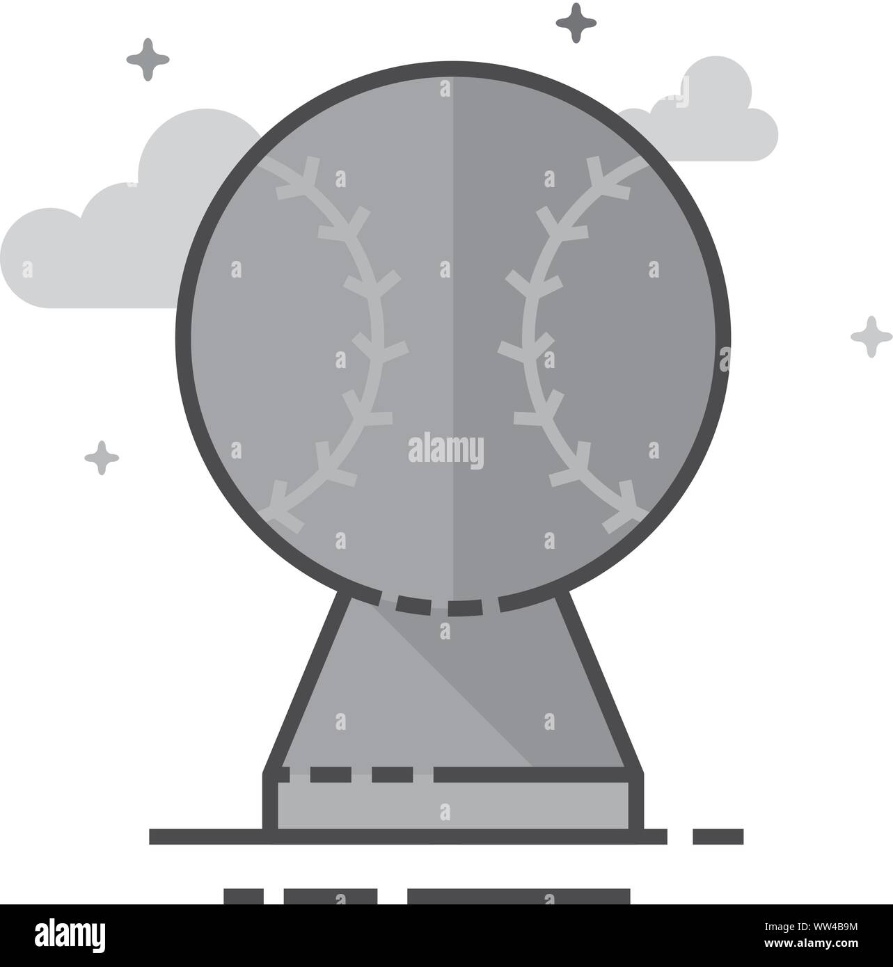 Baseball trophy icon in flat outlined grayscale style. Vector ...