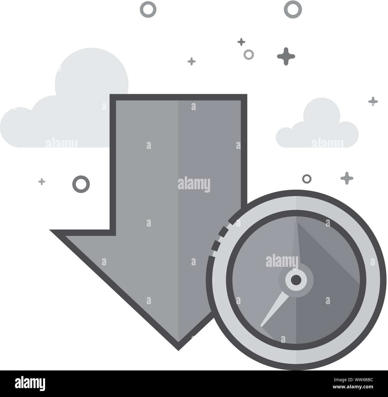 Download queue icon in flat outlined grayscale style. Vector ...