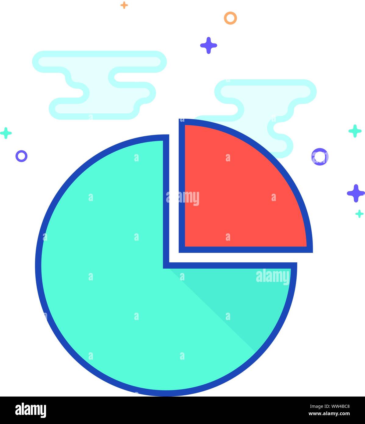 Pie Chart Icon In Outlined Flat Color Style Vector Illustration Stock 5821