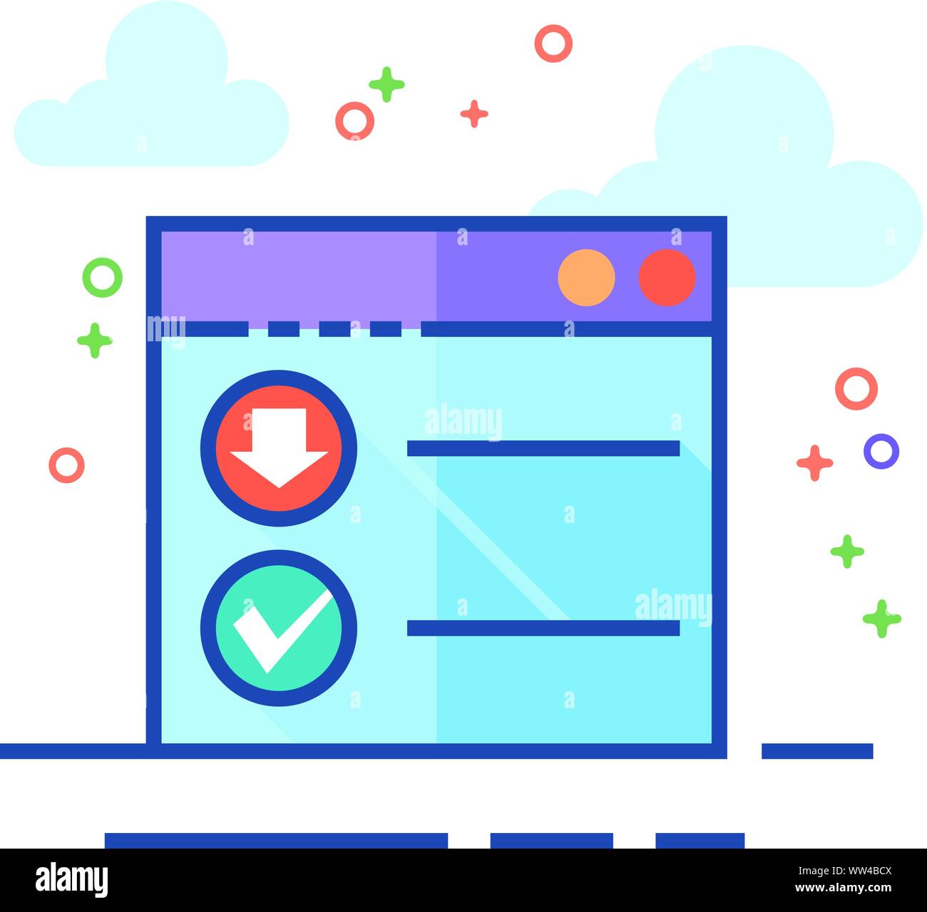 Download interface icon in outlined flat color style. Vector ...