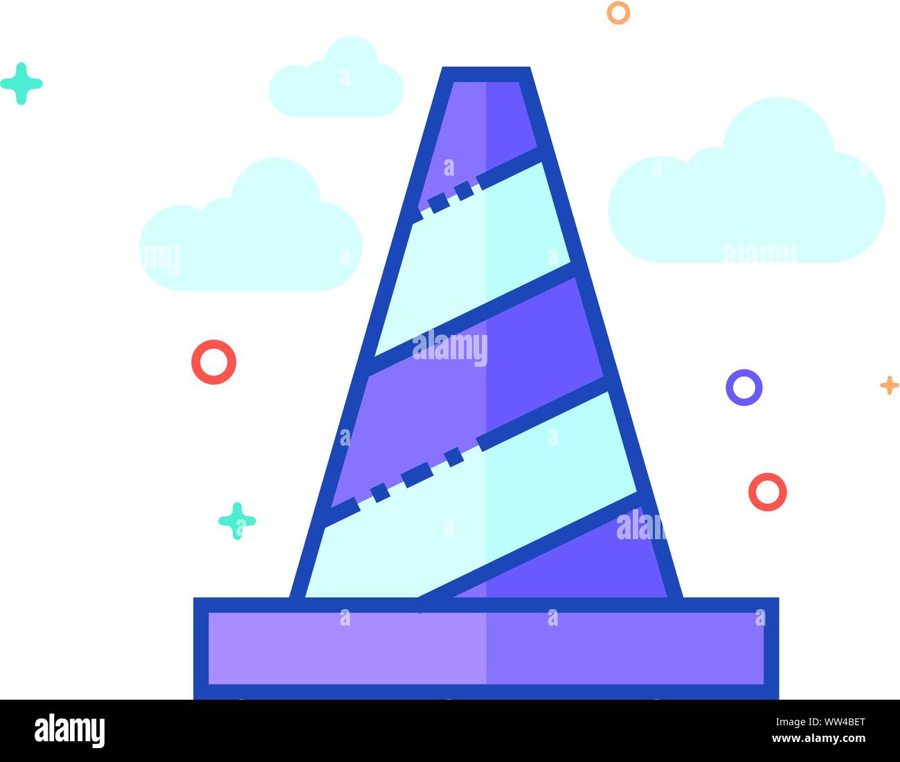 Traffic cone icon in outlined flat color style. Vector illustration ...