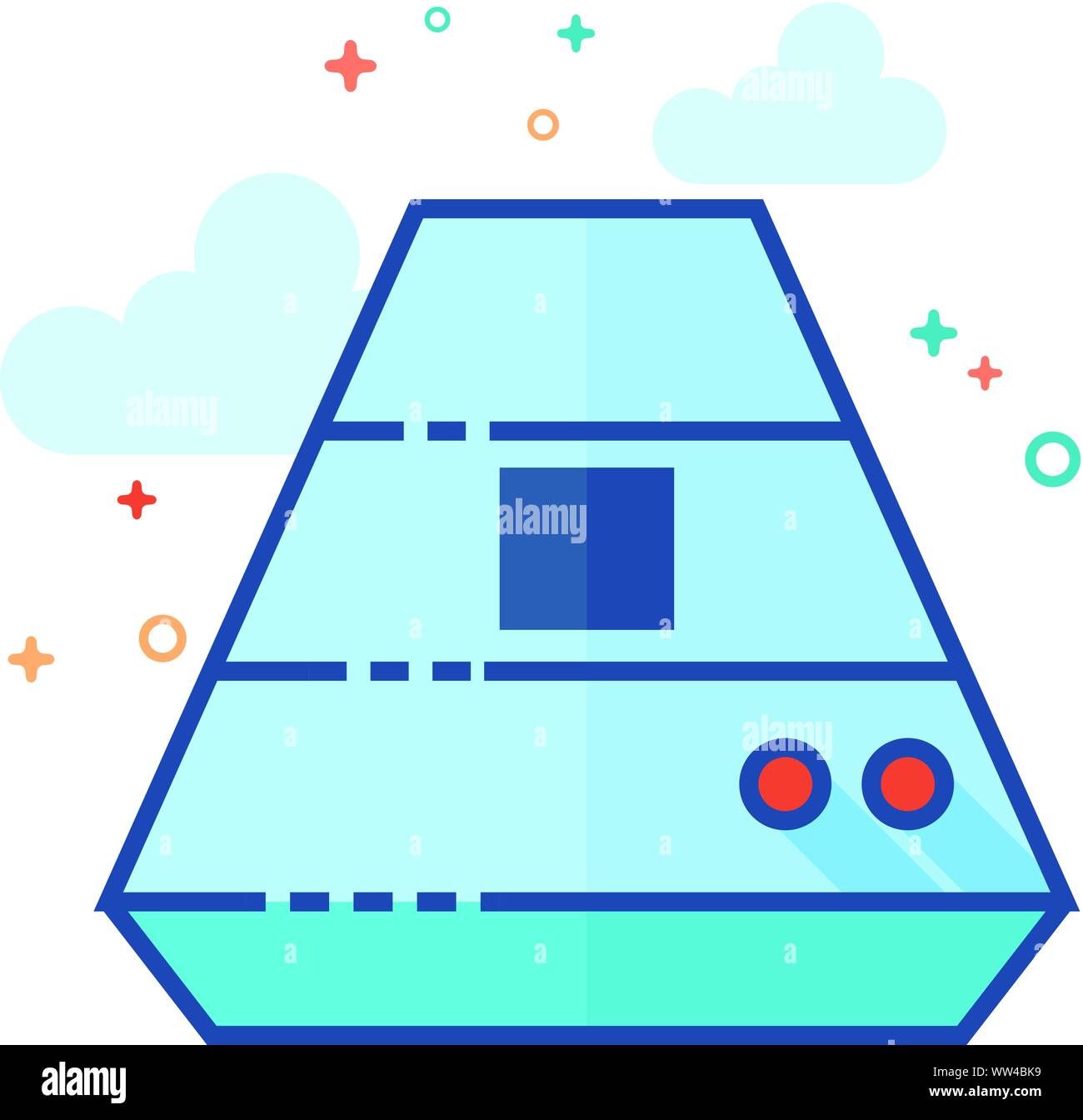 Space capsule icon in outlined flat color style. Vector illustration ...