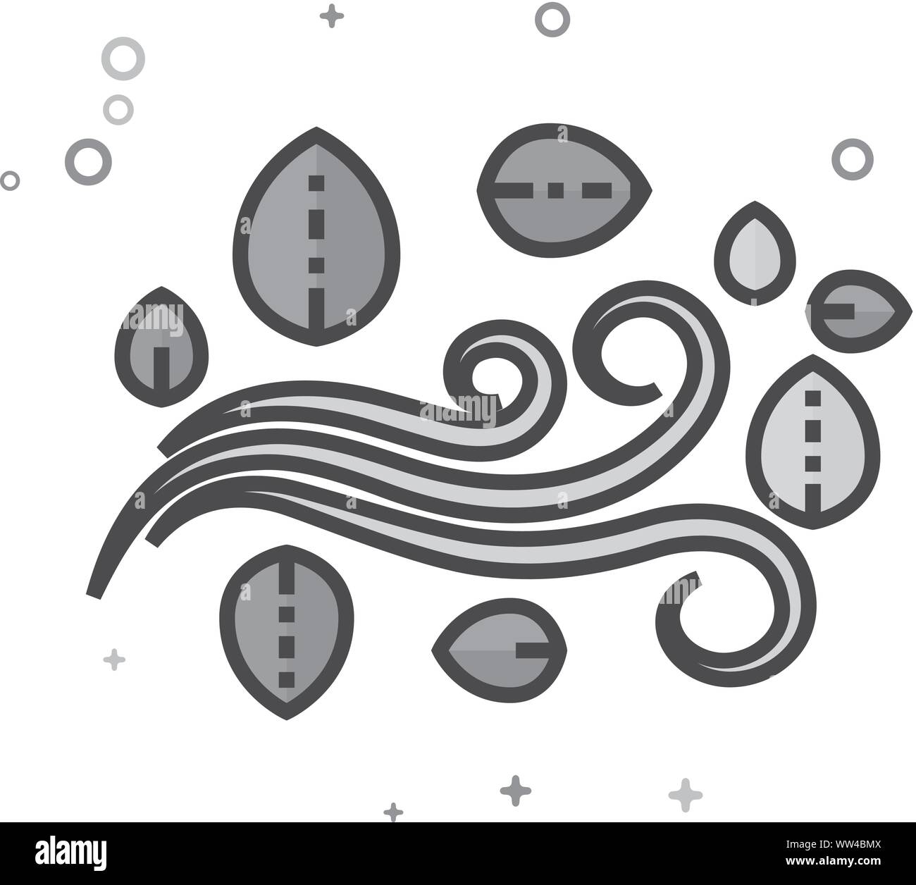 Autumn leaves icon in flat outlined grayscale style. Vector ...