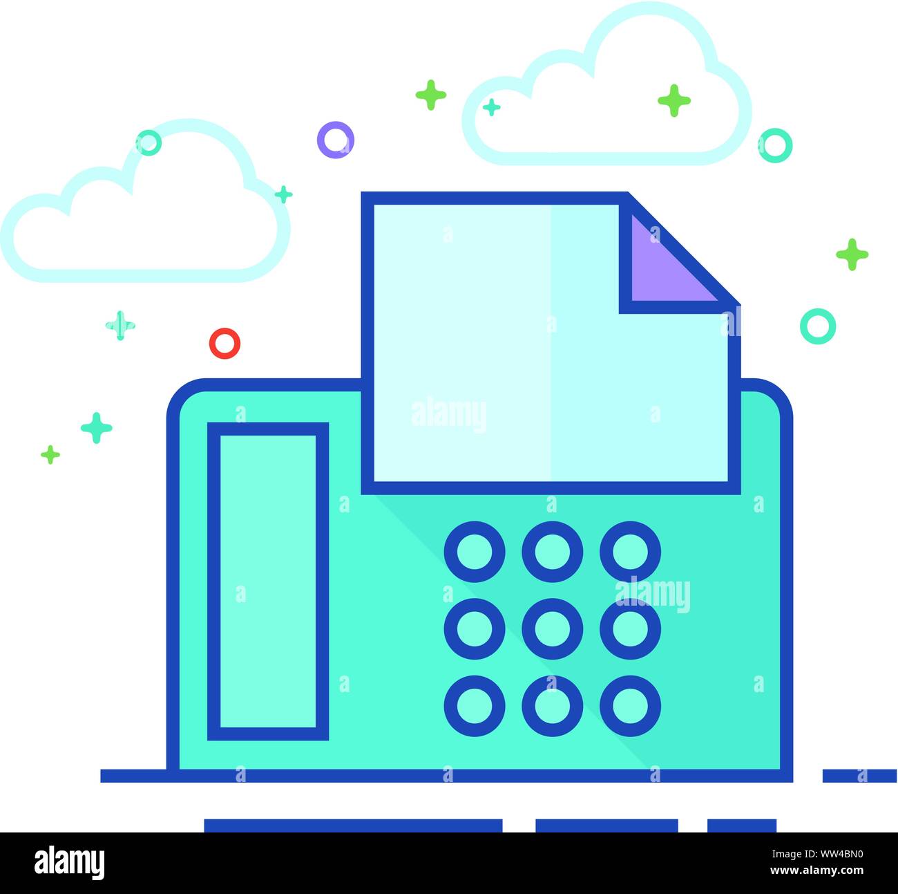 Facsimile icon in outlined flat color style. Vector illustration Stock ...