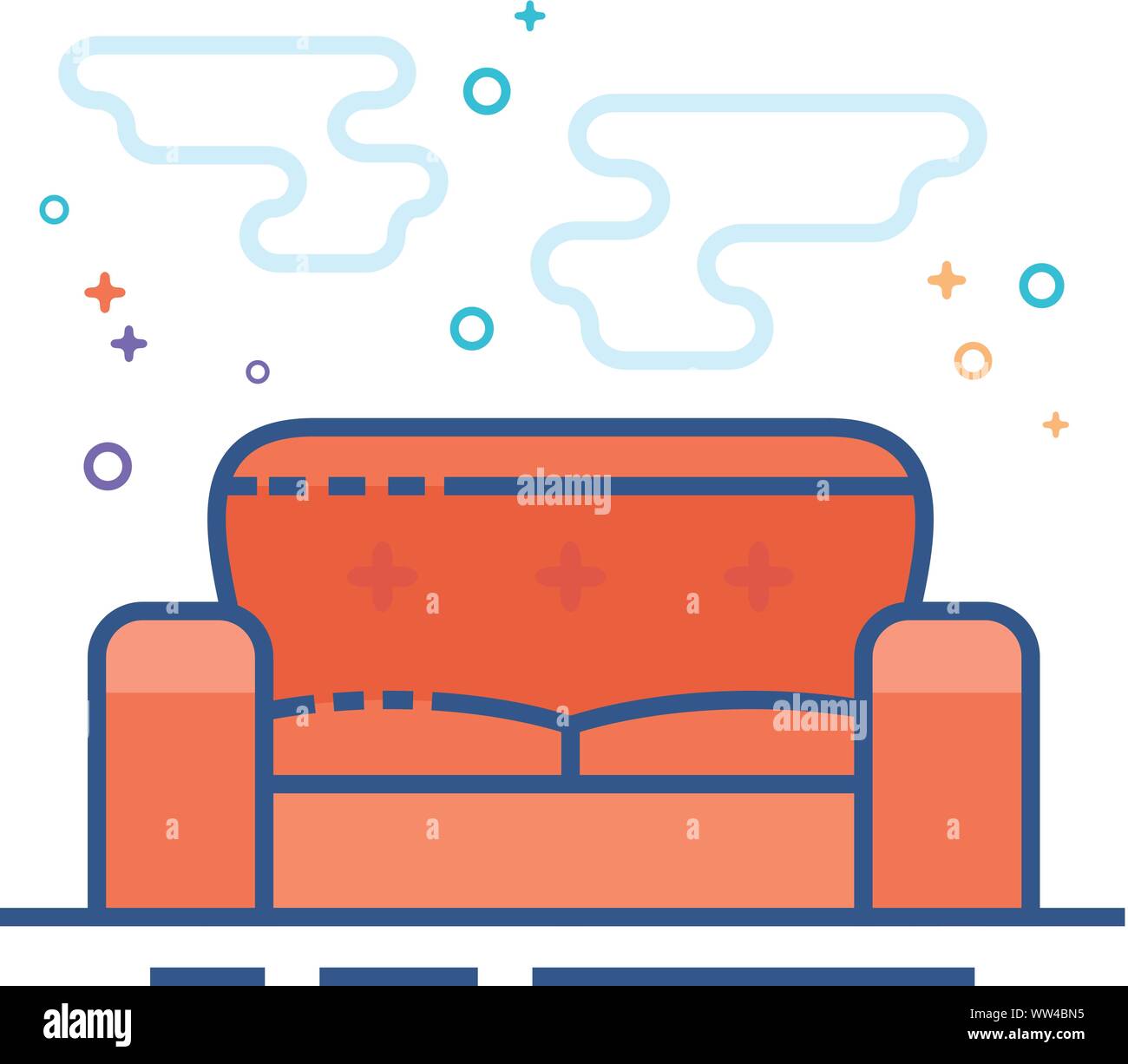 Couch icon in outlined flat color style. Vector illustration Stock ...