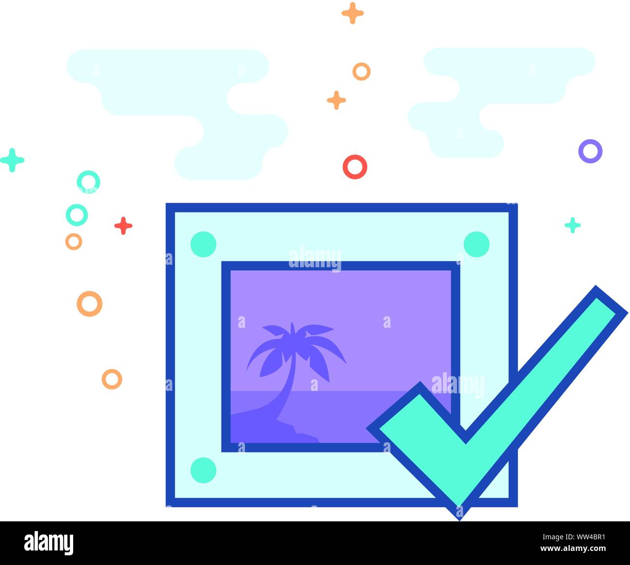 Printing approval icon in outlined flat color style. Vector ...