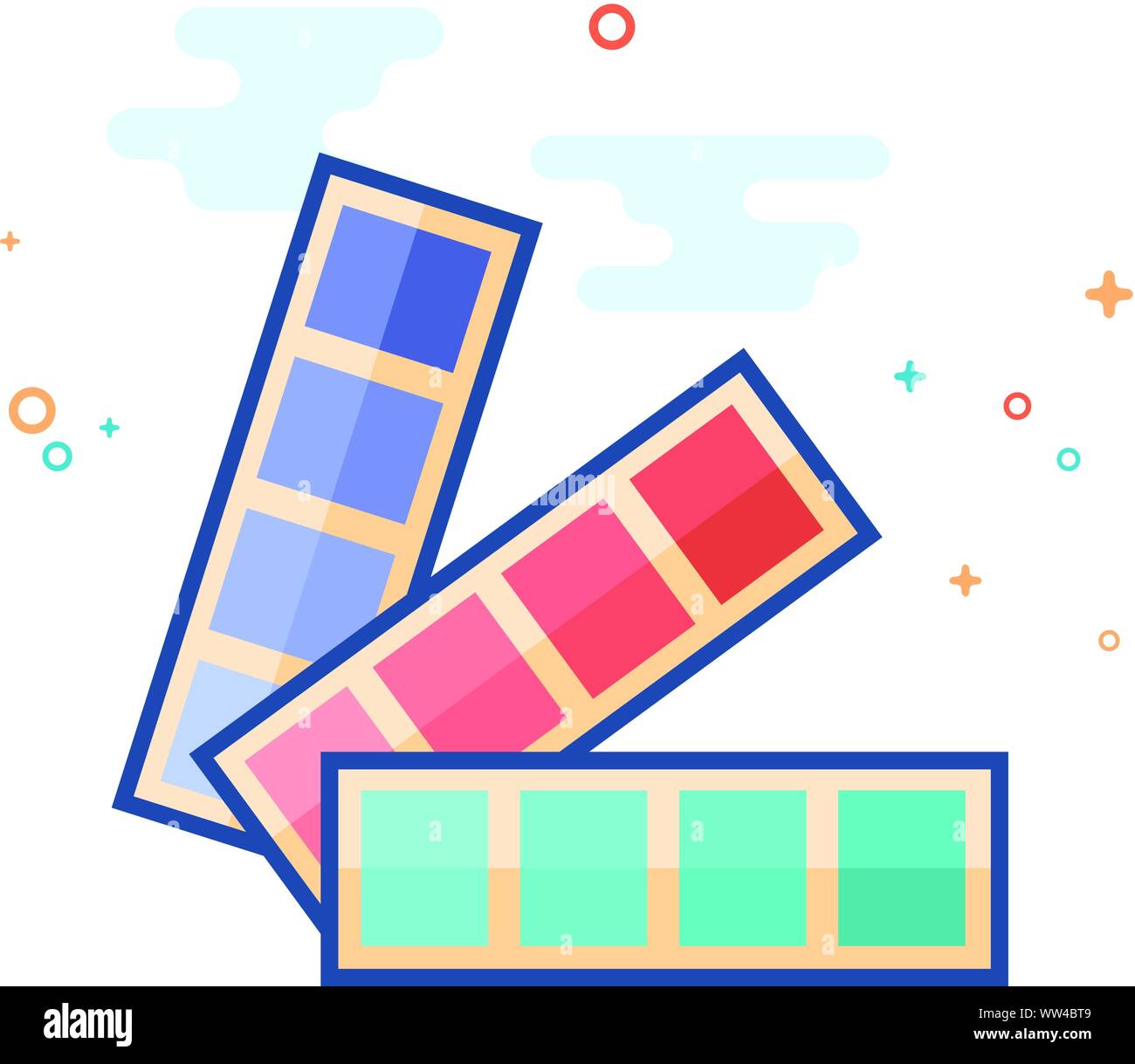 Color swatches icon in outlined flat color style. Vector illustration ...