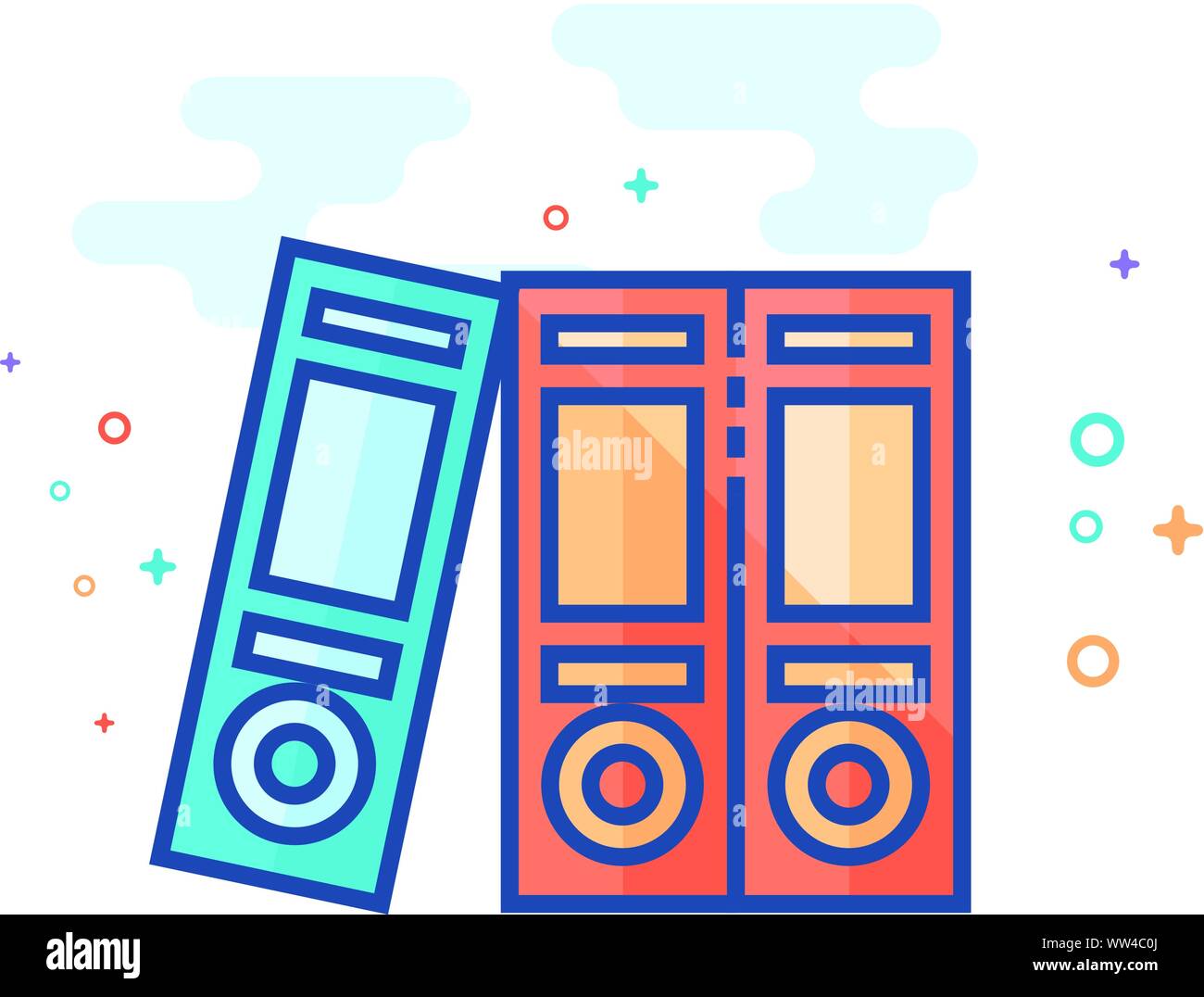 Office folder icon in outlined flat color style. Vector illustration ...