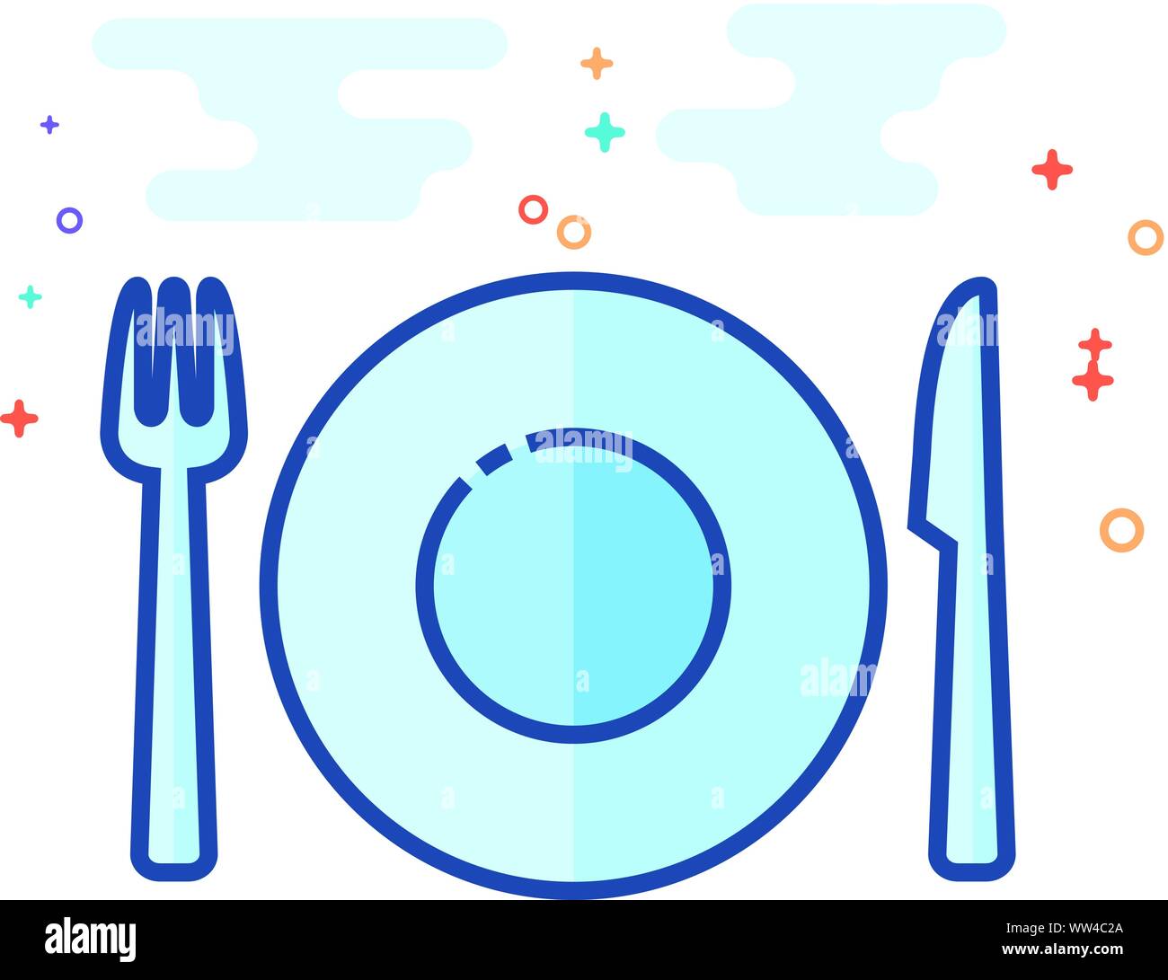 Dishes icon in outlined flat color style. Vector illustration Stock ...