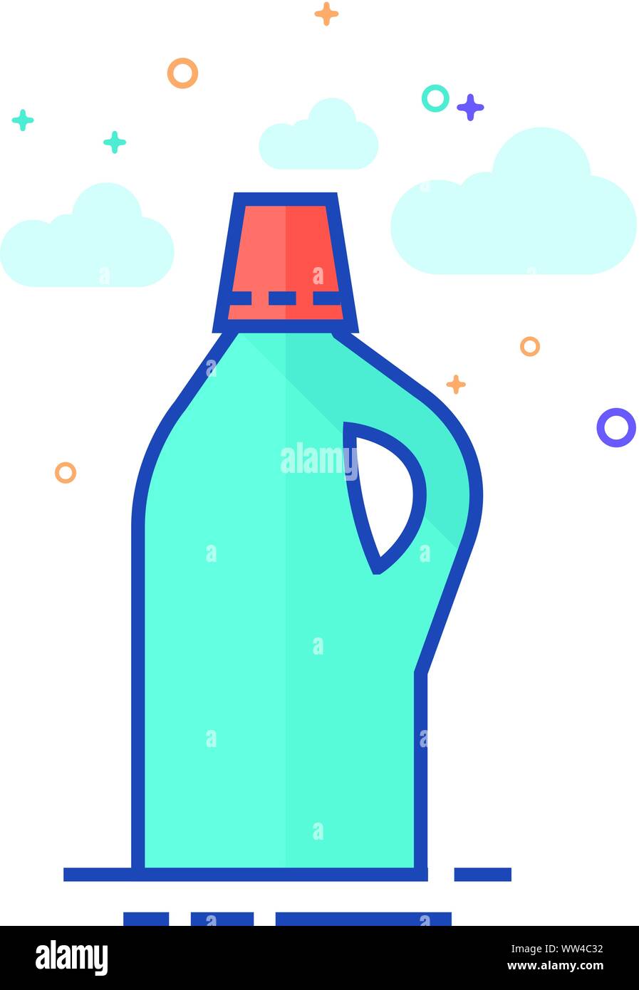 Detergent bottle icon in outlined flat color style. Vector illustration ...