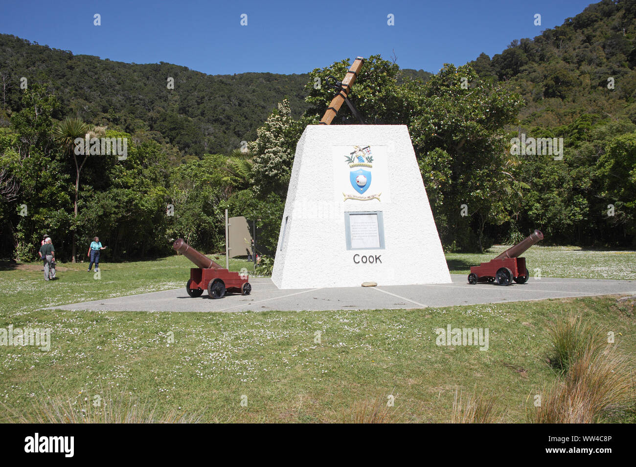 Commemorative monument to Captain Cook Ships Cove South Island New ...