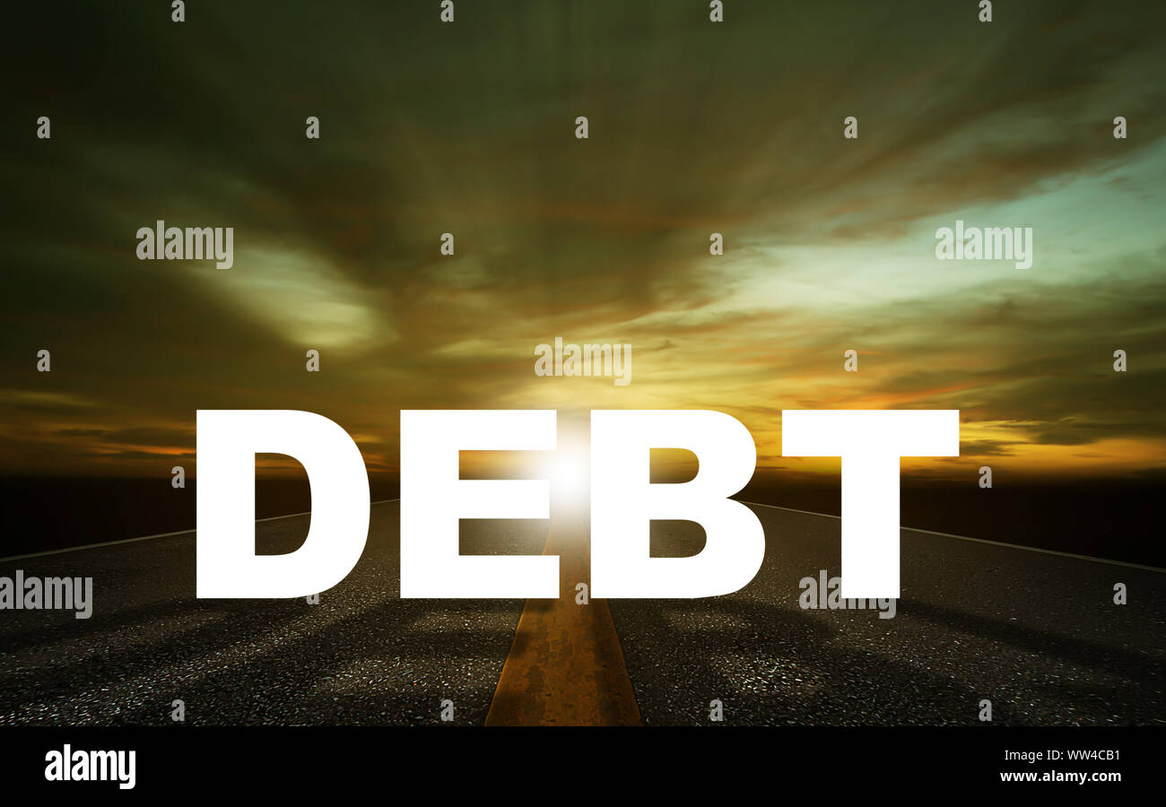 Debt concept, financial crisis, money problem on the road Stock Photo ...