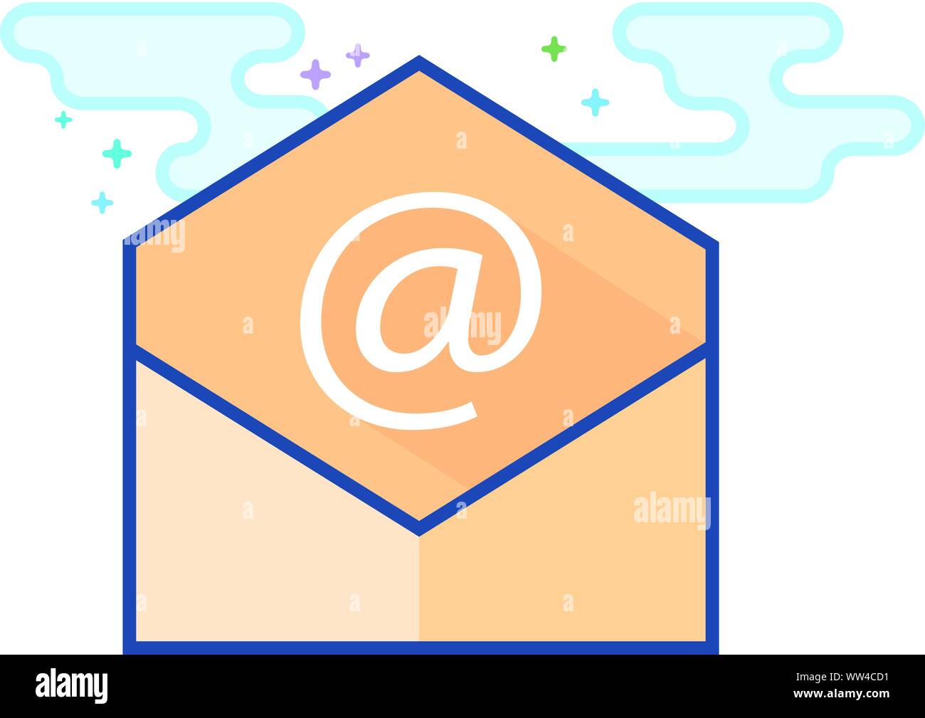 Email icon in outlined flat color style. Vector illustration Stock ...