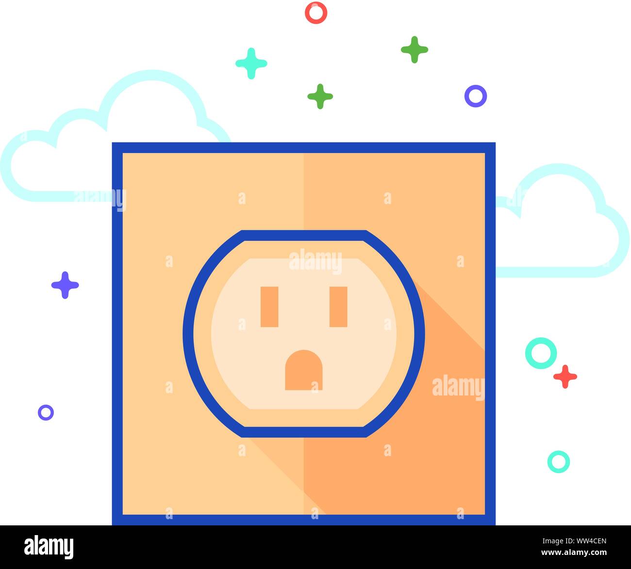 Electrical outlet icon in outlined flat color style. Vector ...
