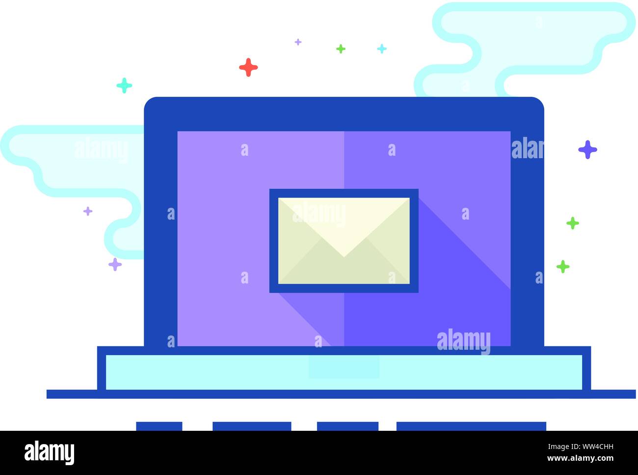 Email icon in outlined flat color style. Vector illustration Stock ...