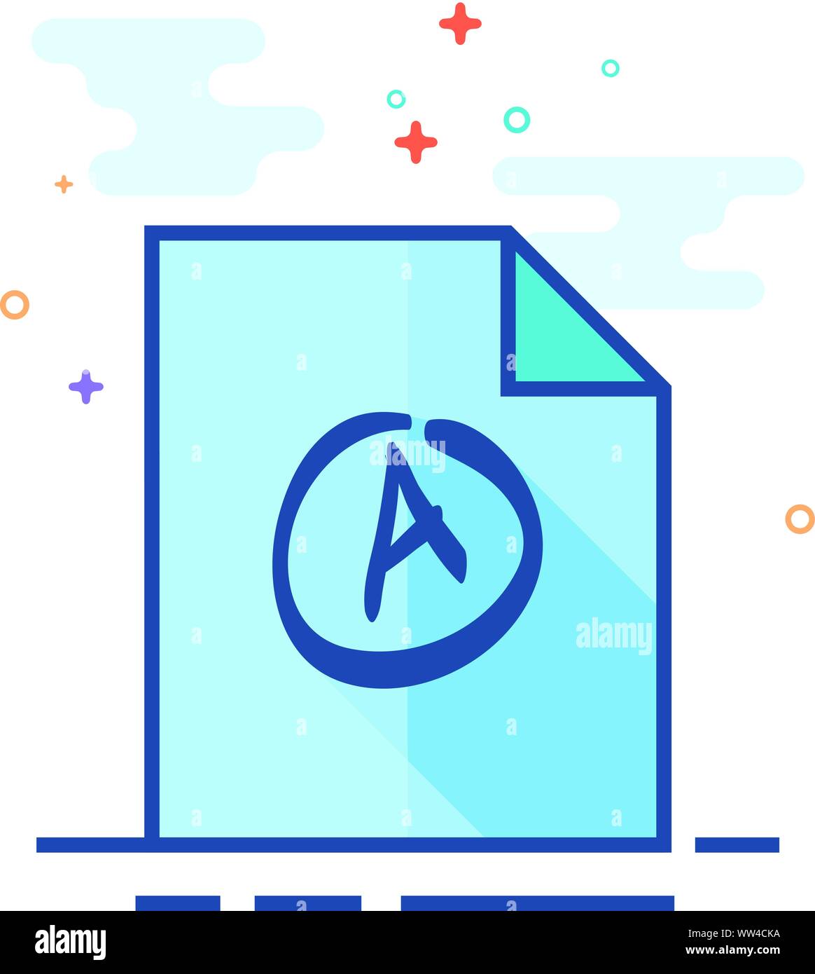 Exam result icon in outlined flat color style. Vector illustration ...