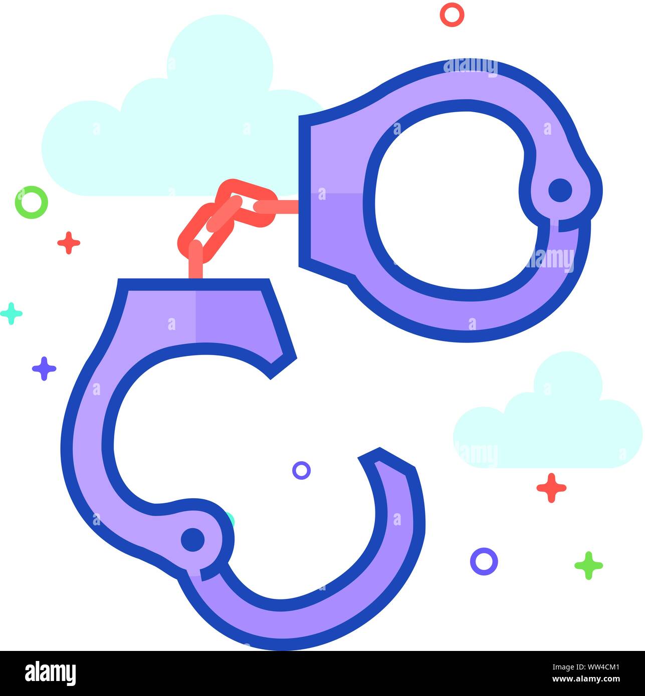 Handcuff icon in outlined flat color style. Vector illustration Stock ...