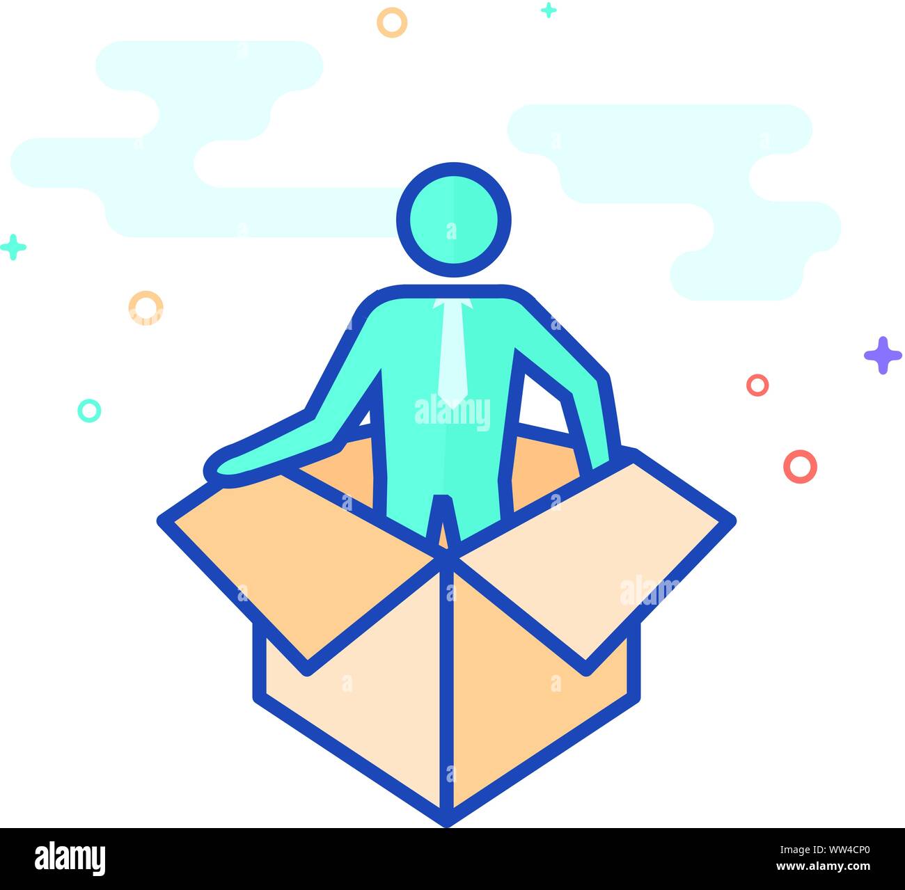 Businessman challenge icon in outlined flat color style. Vector ...