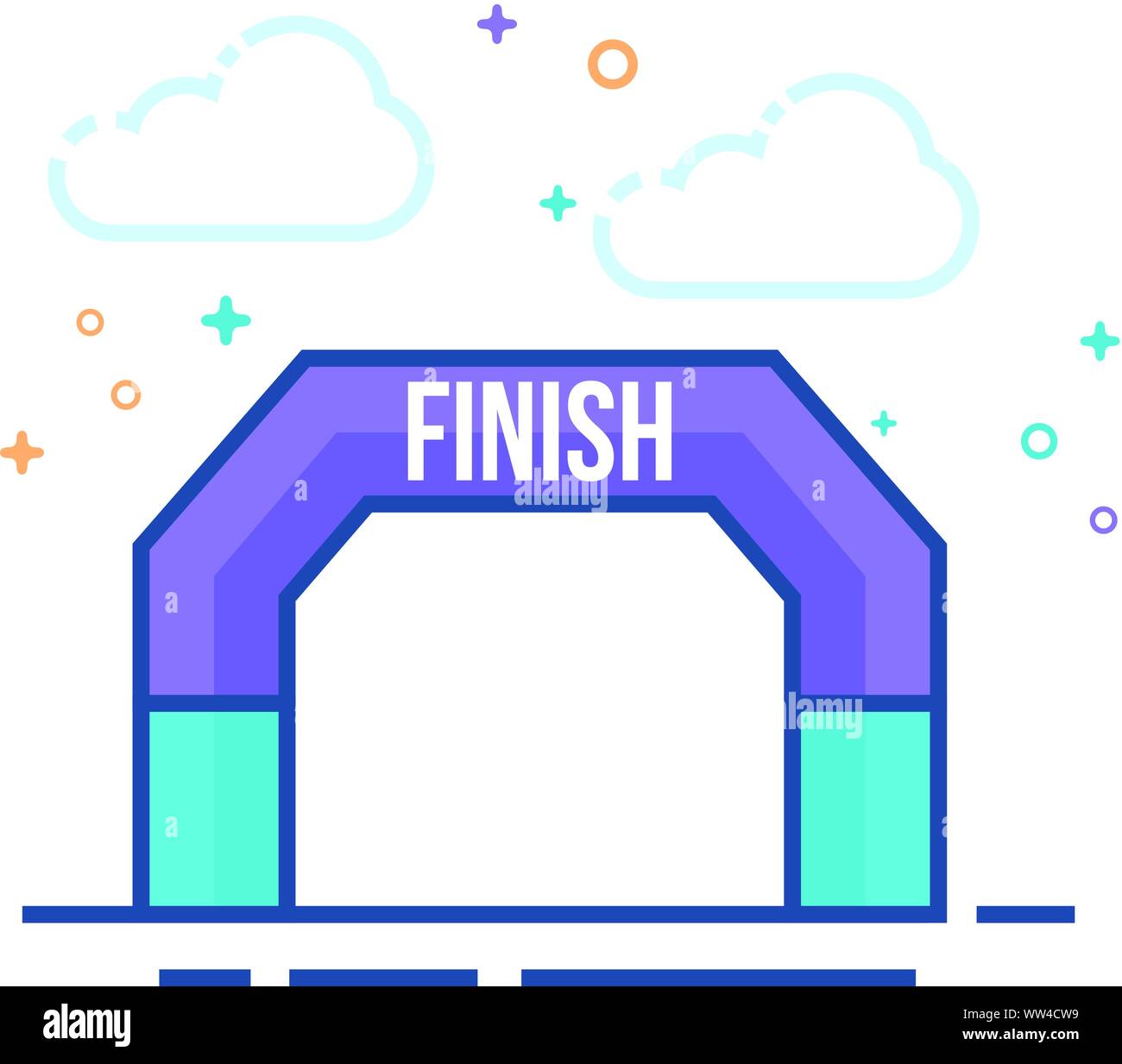 Finish line icon in outlined flat color style. Vector illustration ...
