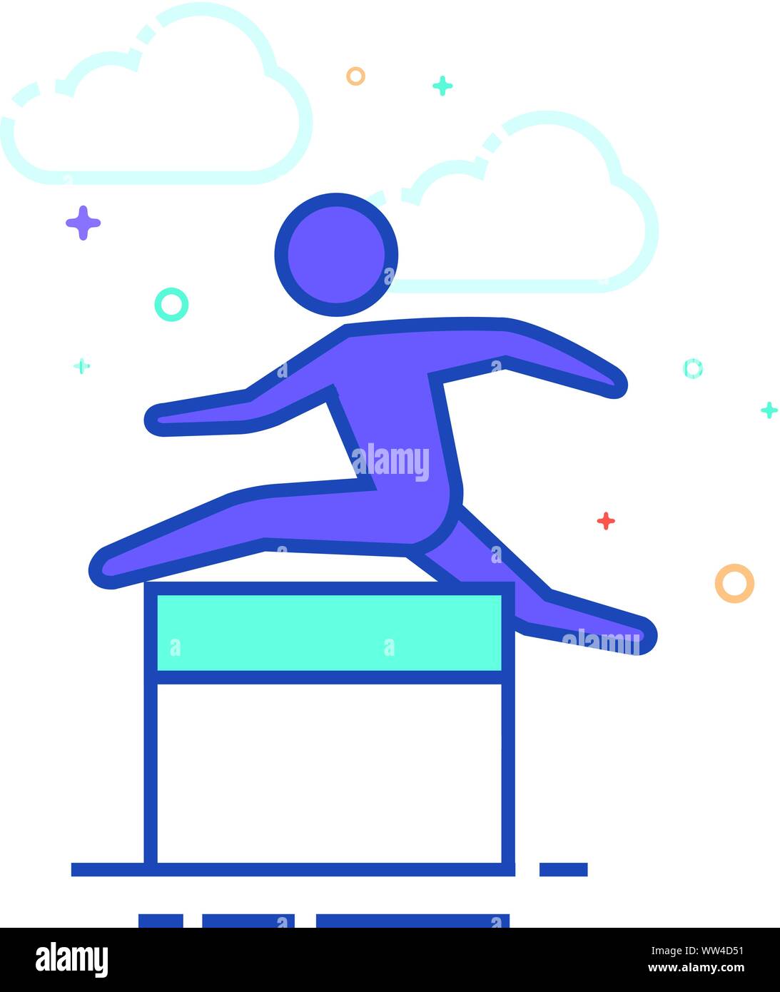 Hurdle run icon in outlined flat color style. Vector illustration Stock ...