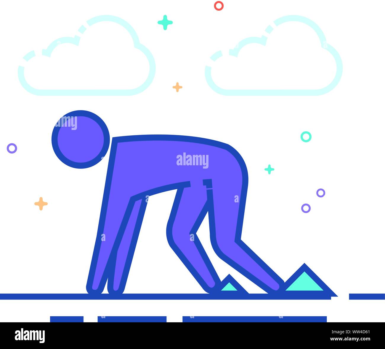 Starting runner icon in outlined flat color style. Vector illustration ...