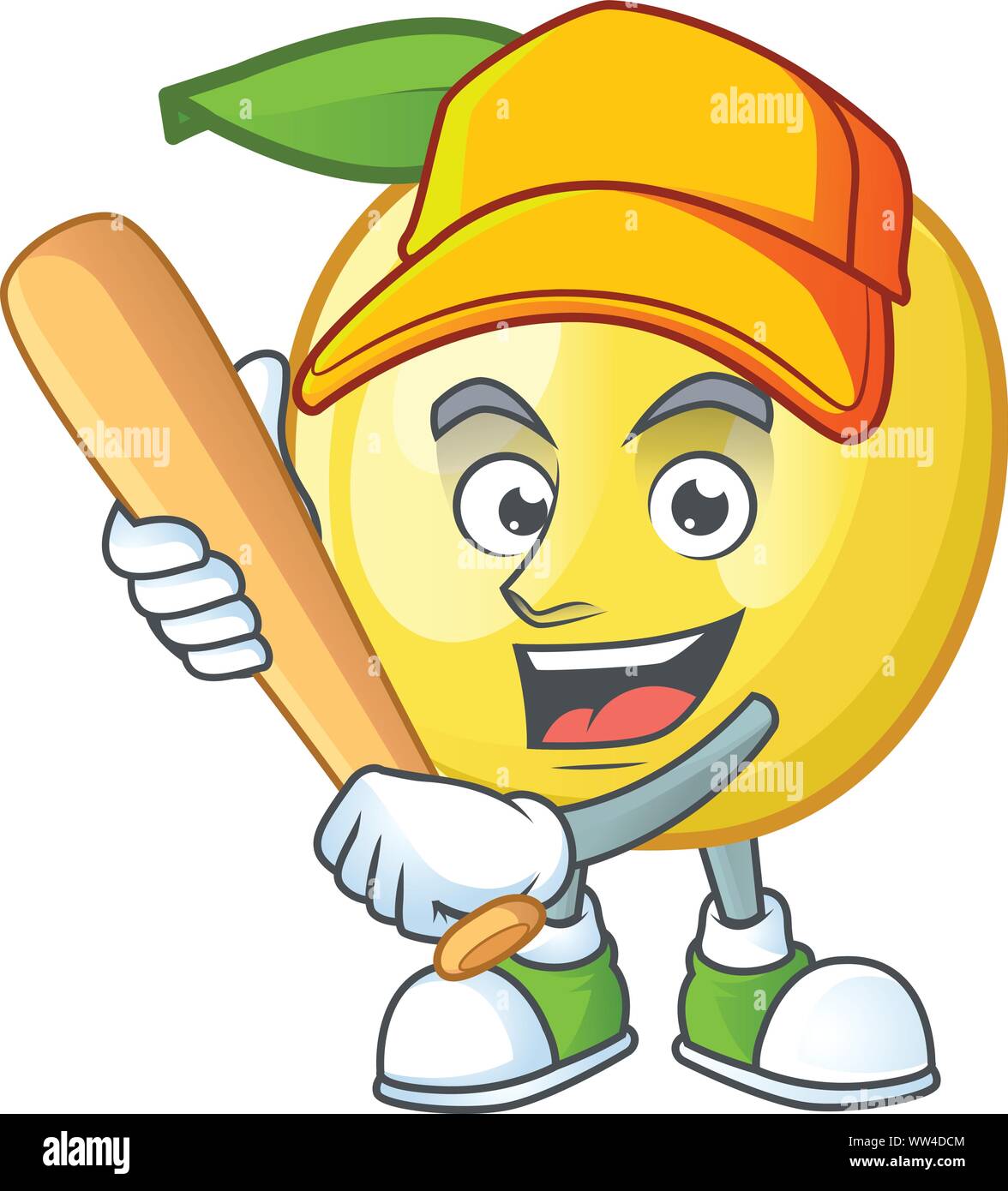 Playing baseball golden apple with cartoon character style Stock Vector ...