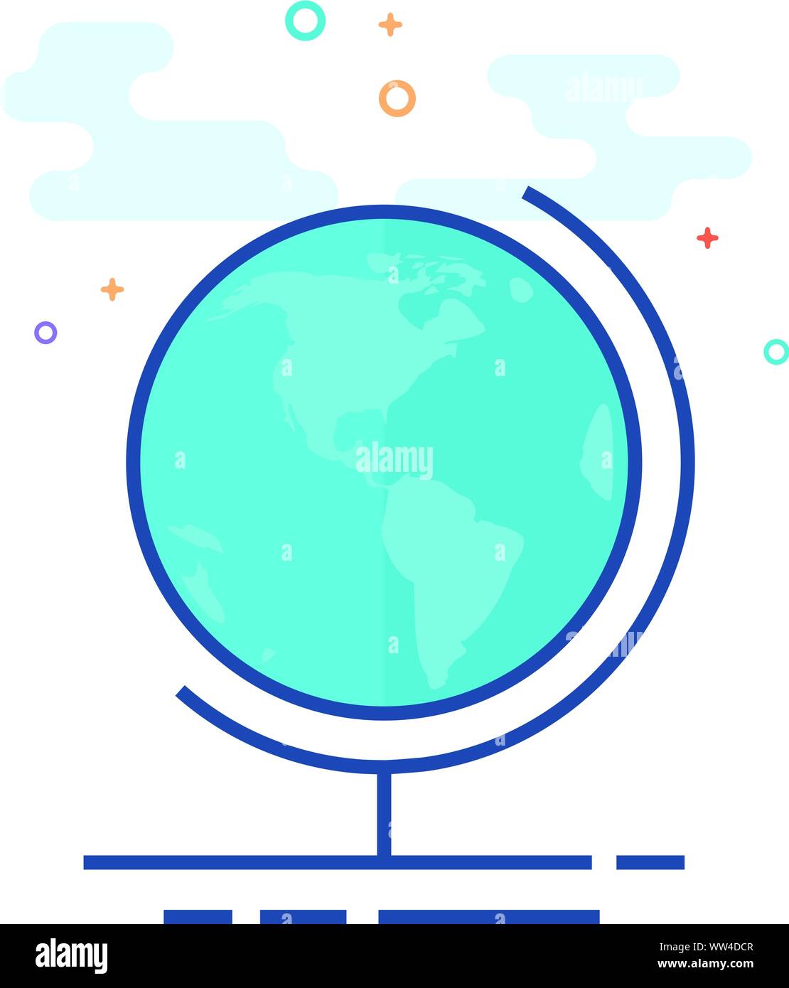 Globe icon in outlined flat color style. Vector illustration Stock ...