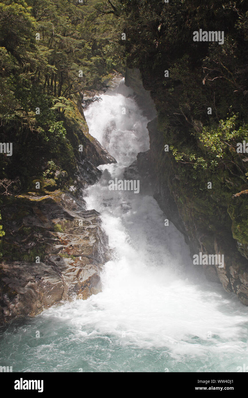 Slippery Falls Creek waterfall South Island New Zealand Stock Photo - Alamy