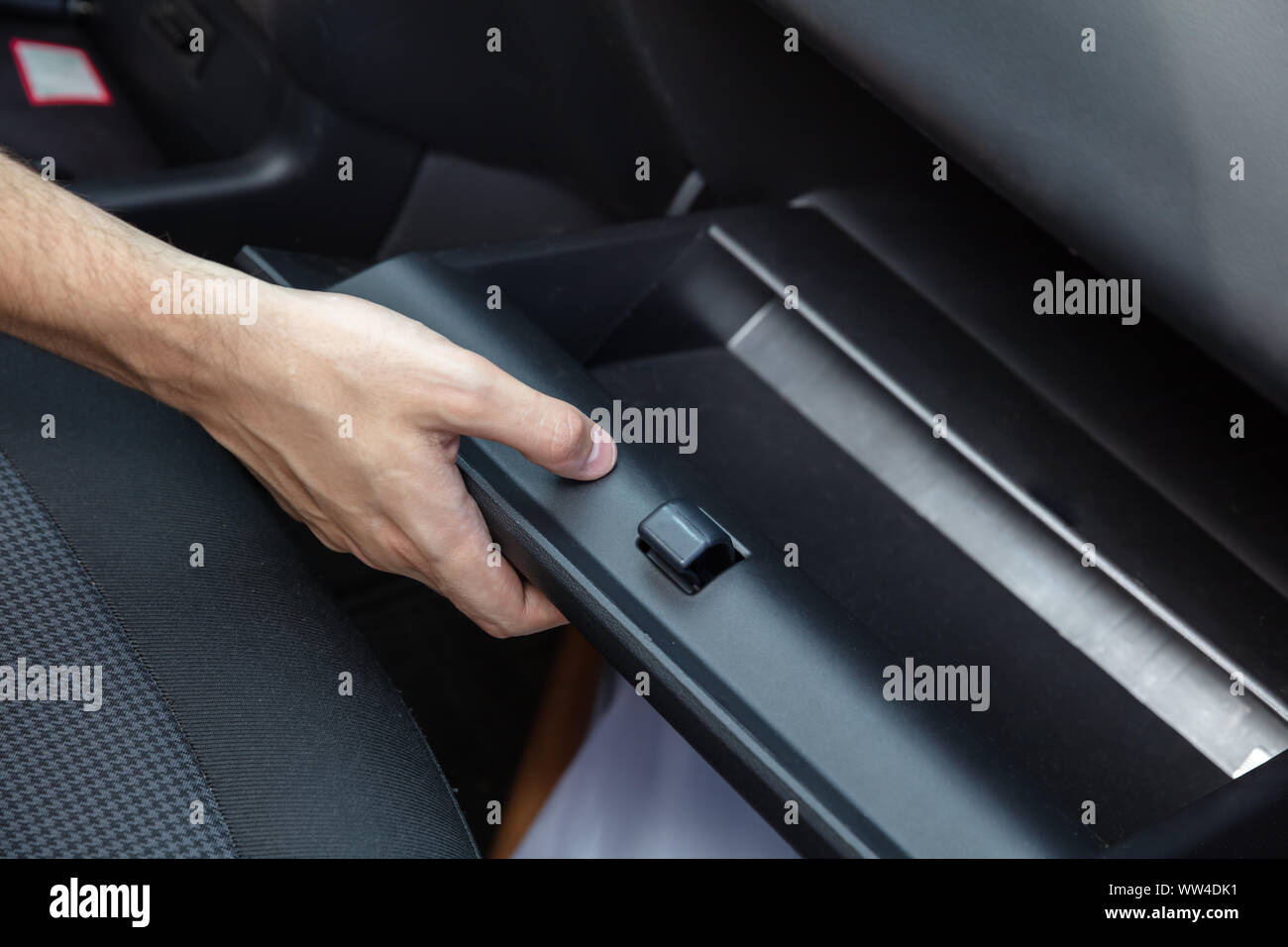 Driver Opening Empty Glovebox Compartment Inside Car Stock Photo - Alamy